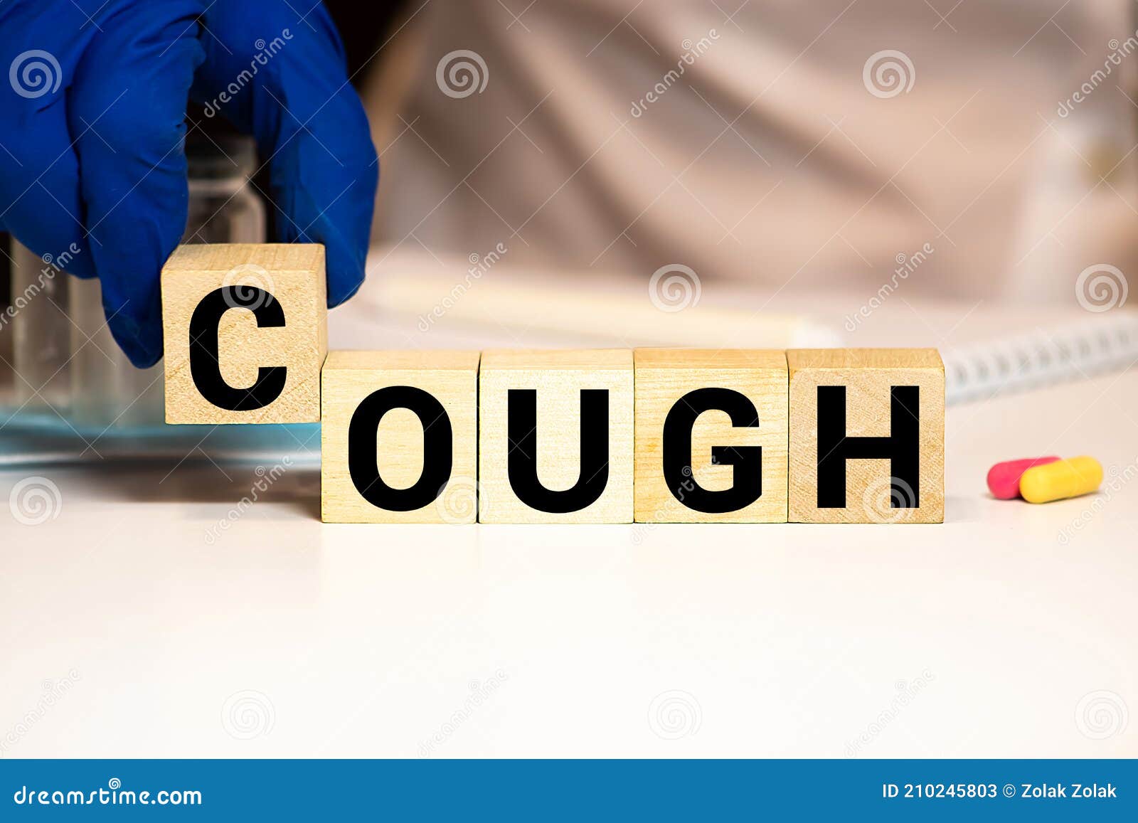 Cough Word from Wooden Blocks on Desk Stock Image - Image of ...