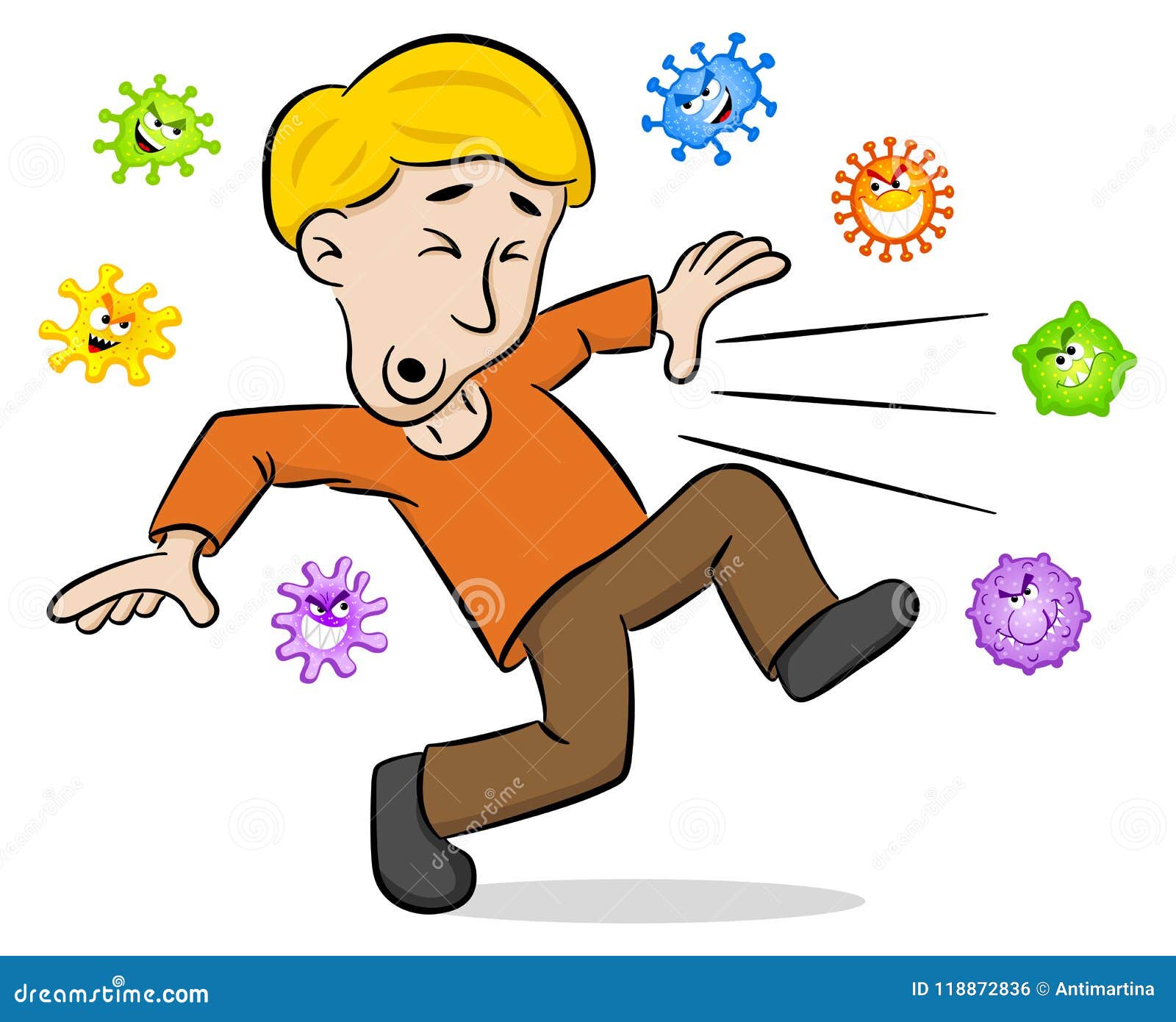 Coughing cartoon man stock vector. Illustration of bacillus - 118872836
