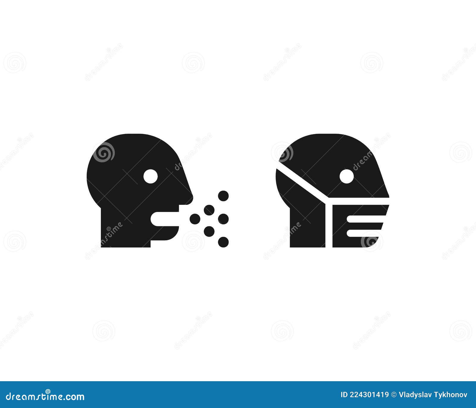 Coughing Man and Masked Man Vector Icon. Cough Virus Symbols Isolated ...
