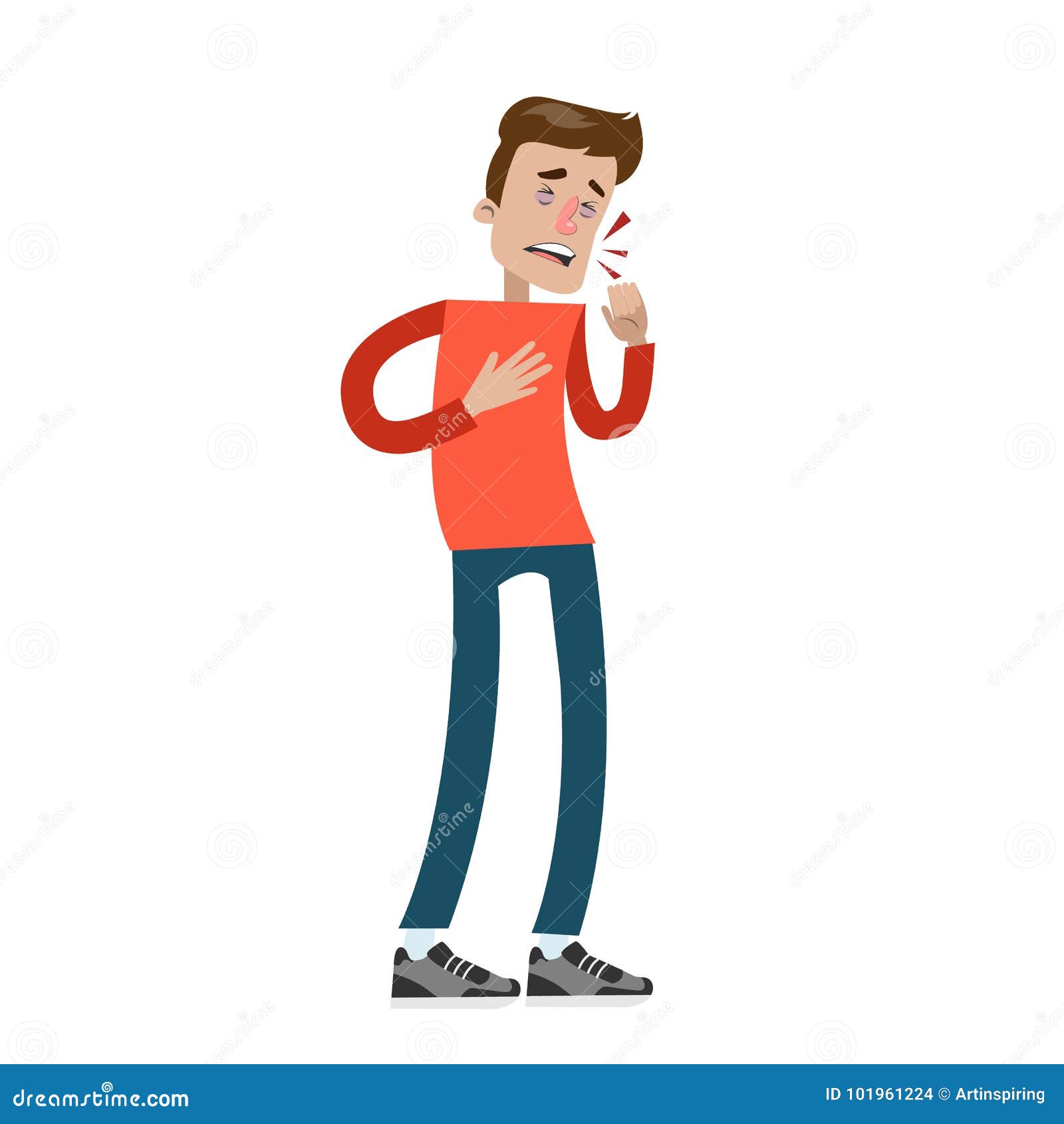 Coughing man. stock vector. Illustration of nose, adult - 101961224