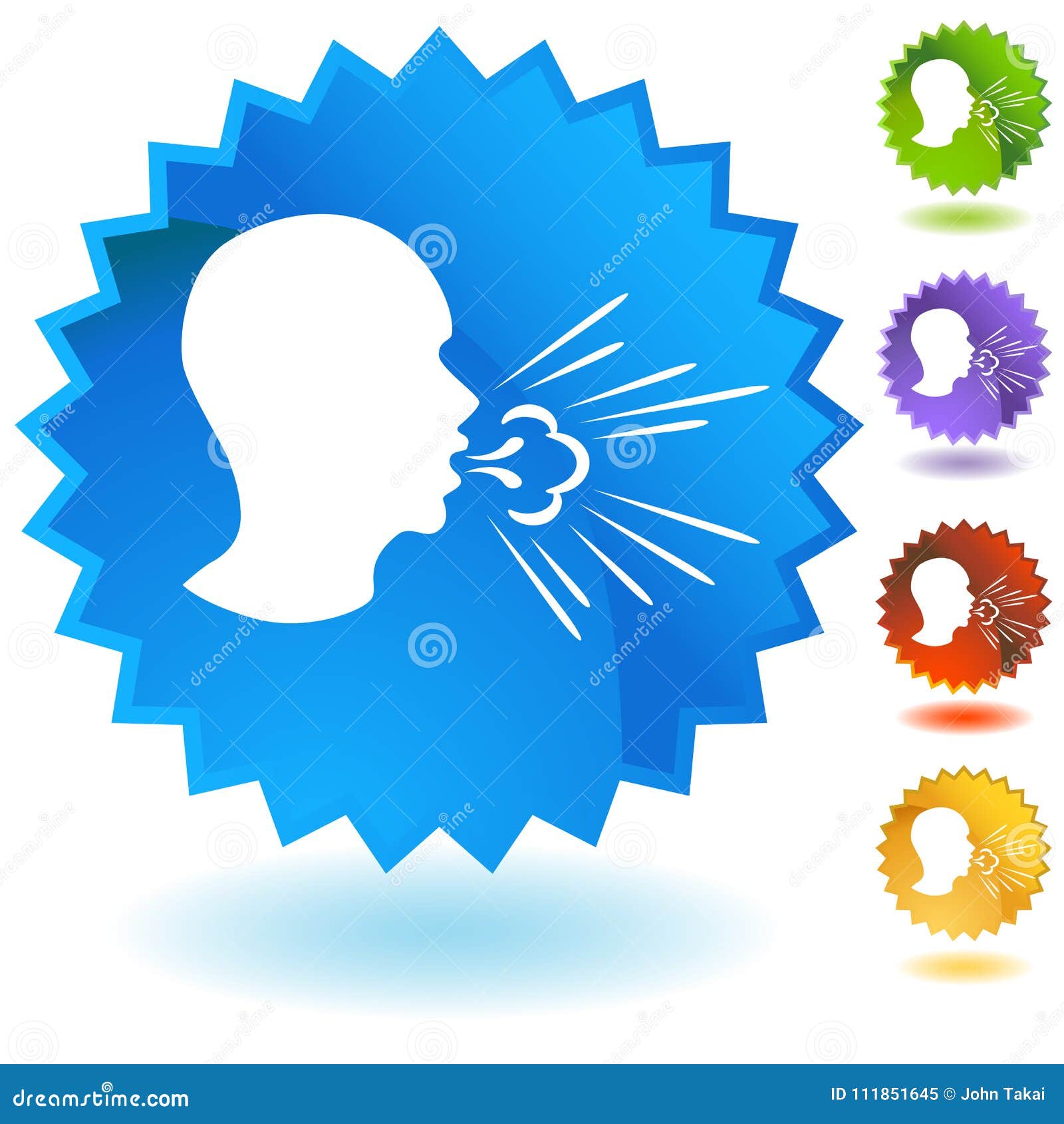 Coughing Man Spreading Germs Button Stock Vector - Illustration of icon ...