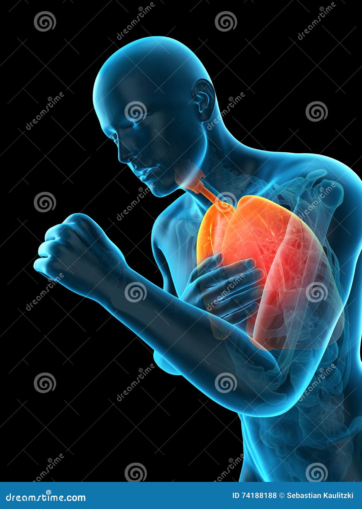 A coughing pose stock illustration. Illustration of black - 74188188