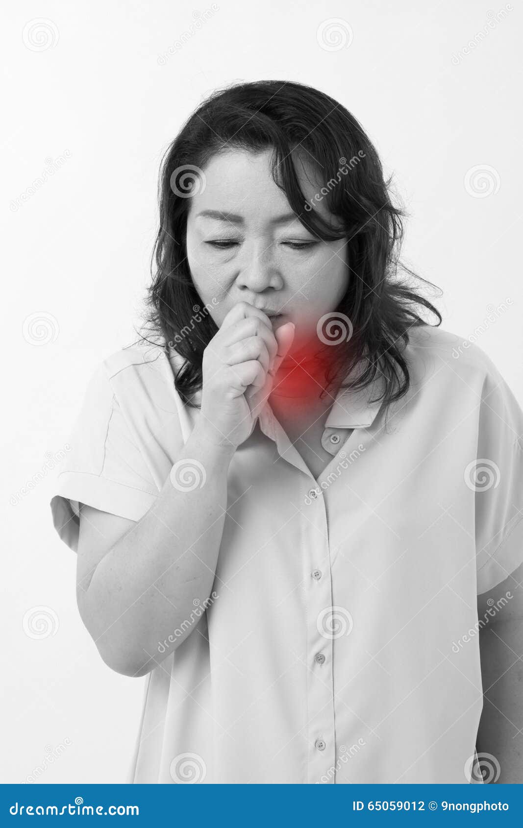 Coughing Woman Suffers from Cold, Flu, Respiratory Issue Stock Photo ...