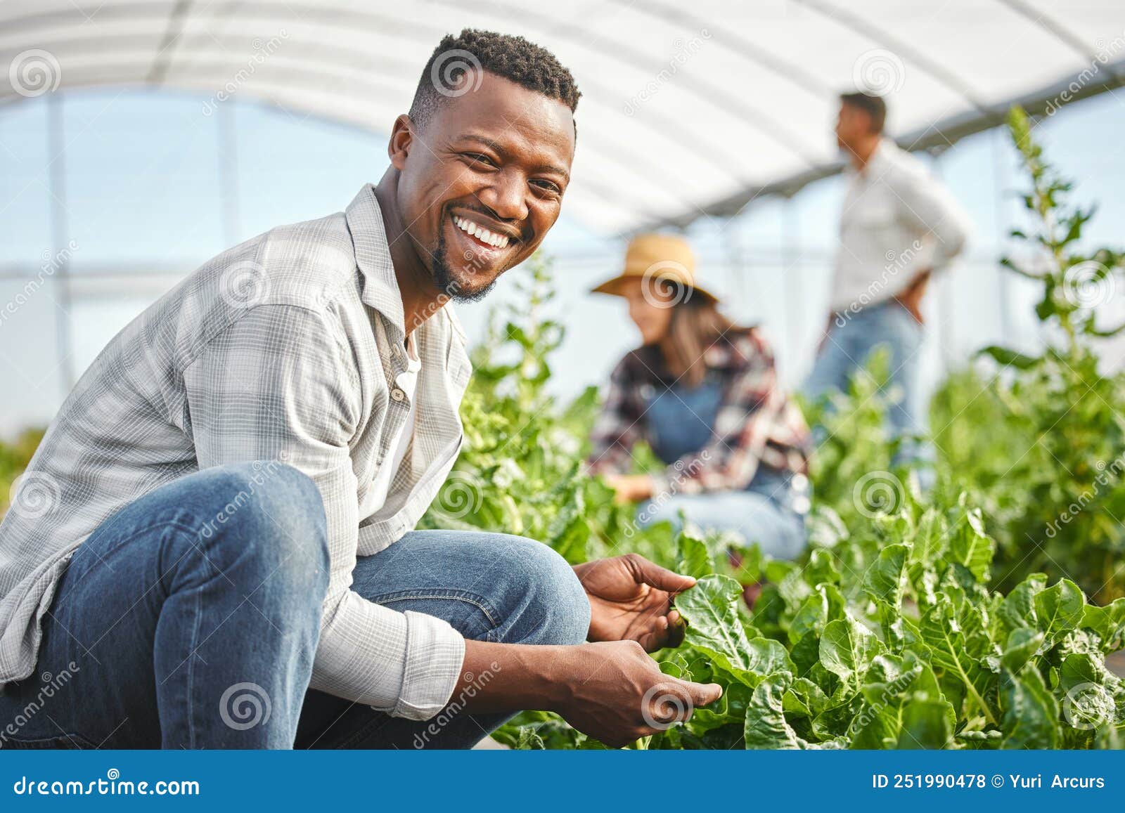 It Couldnt Be Going Better. Three Young People Working on a Farm. Stock ...