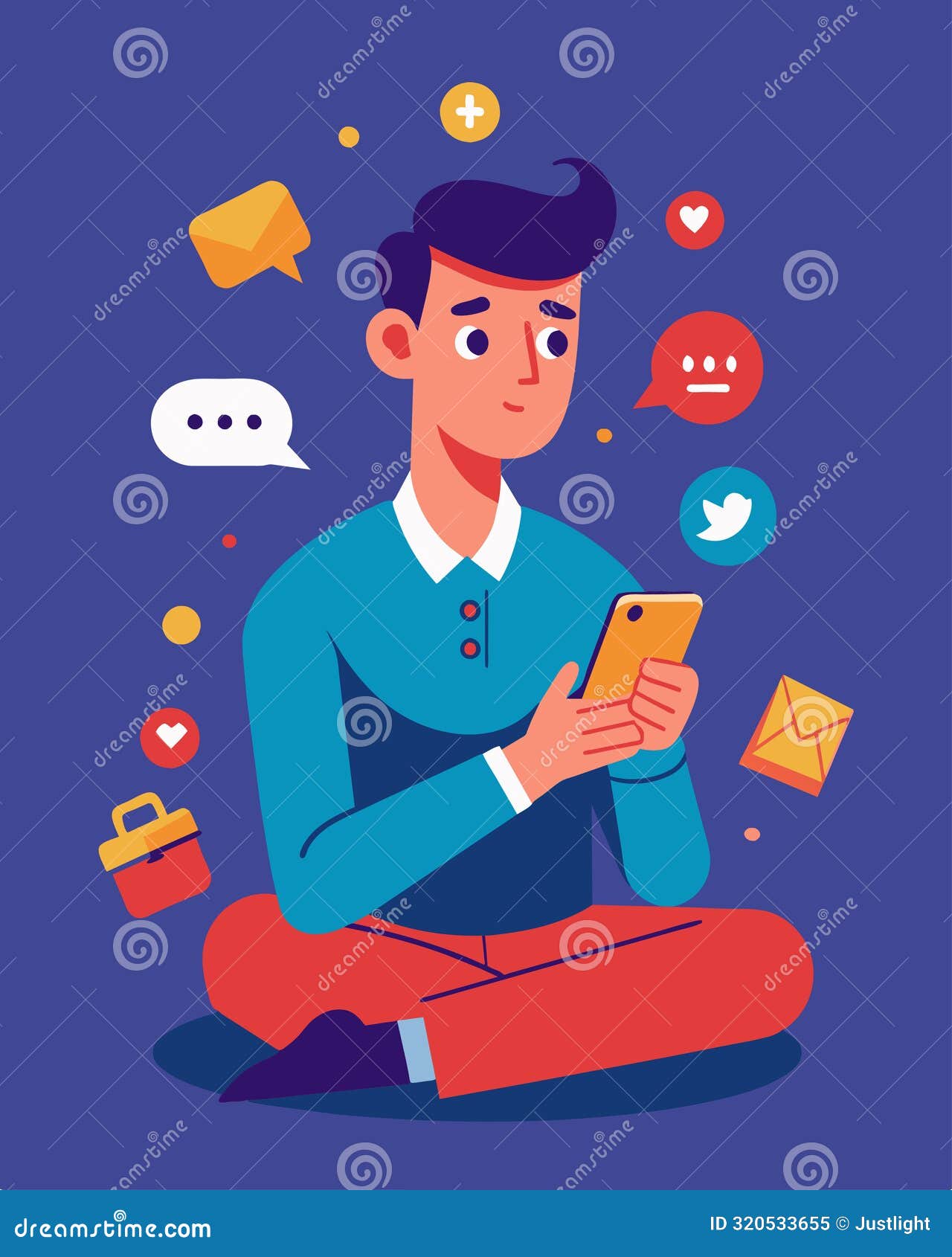 Toy Controlling With Phone App Icon Doodle Illustration Cartoon Vector ...