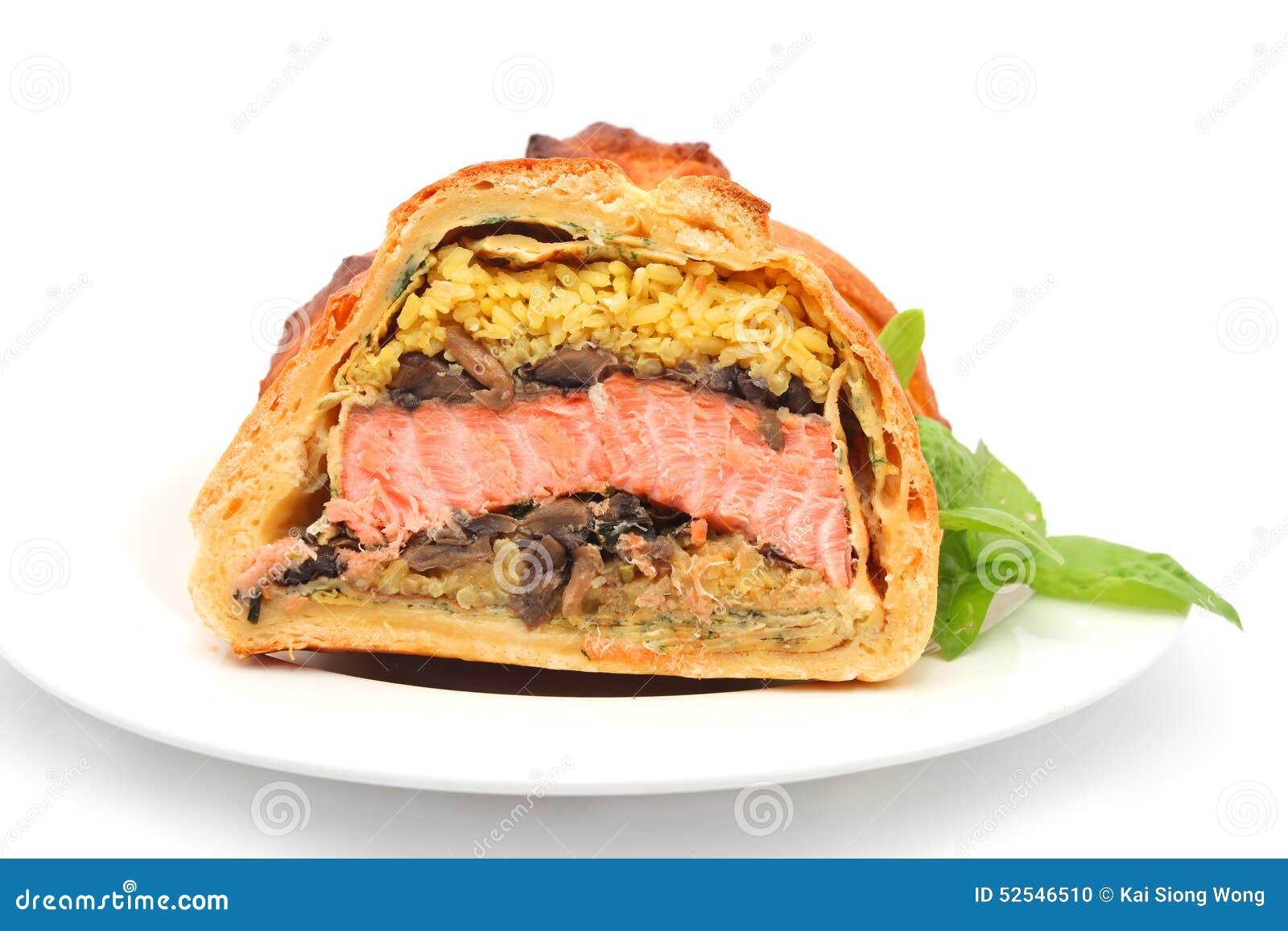 Coulibiac stock photo. Image of sauce, food, fish, delicious - 52546510