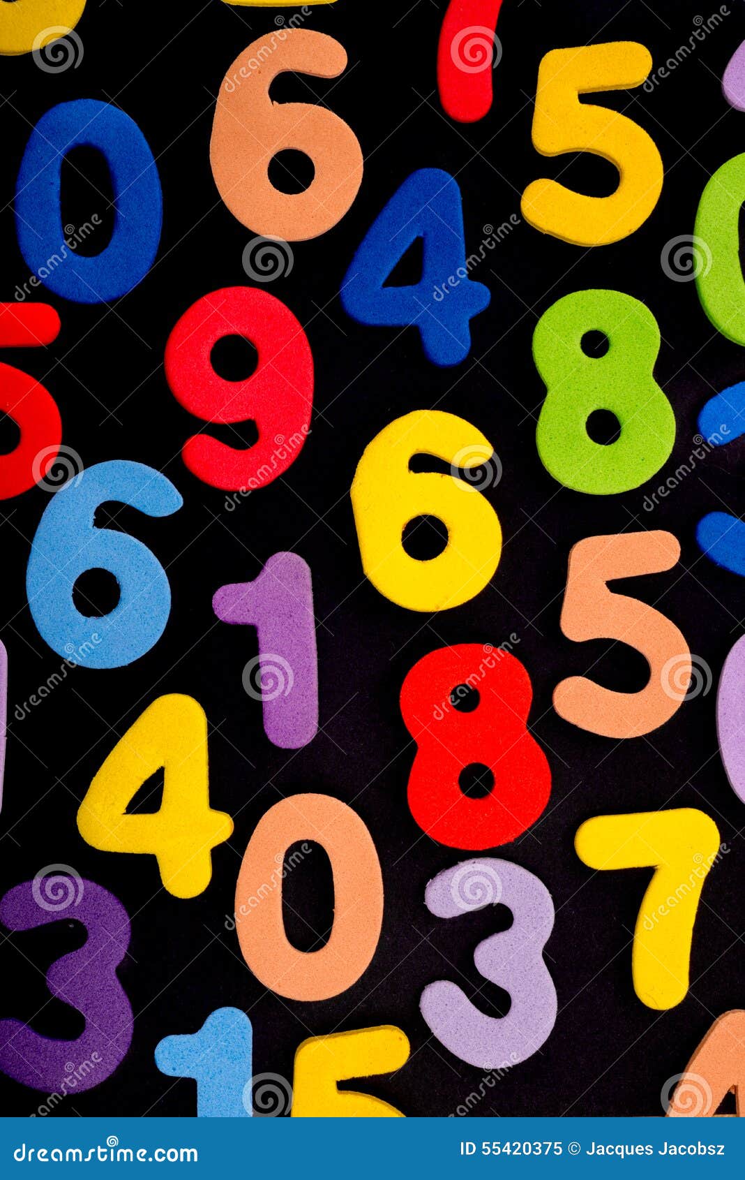 Coulourful Numbers on Black Stock Image - Image of black, green: 55420375