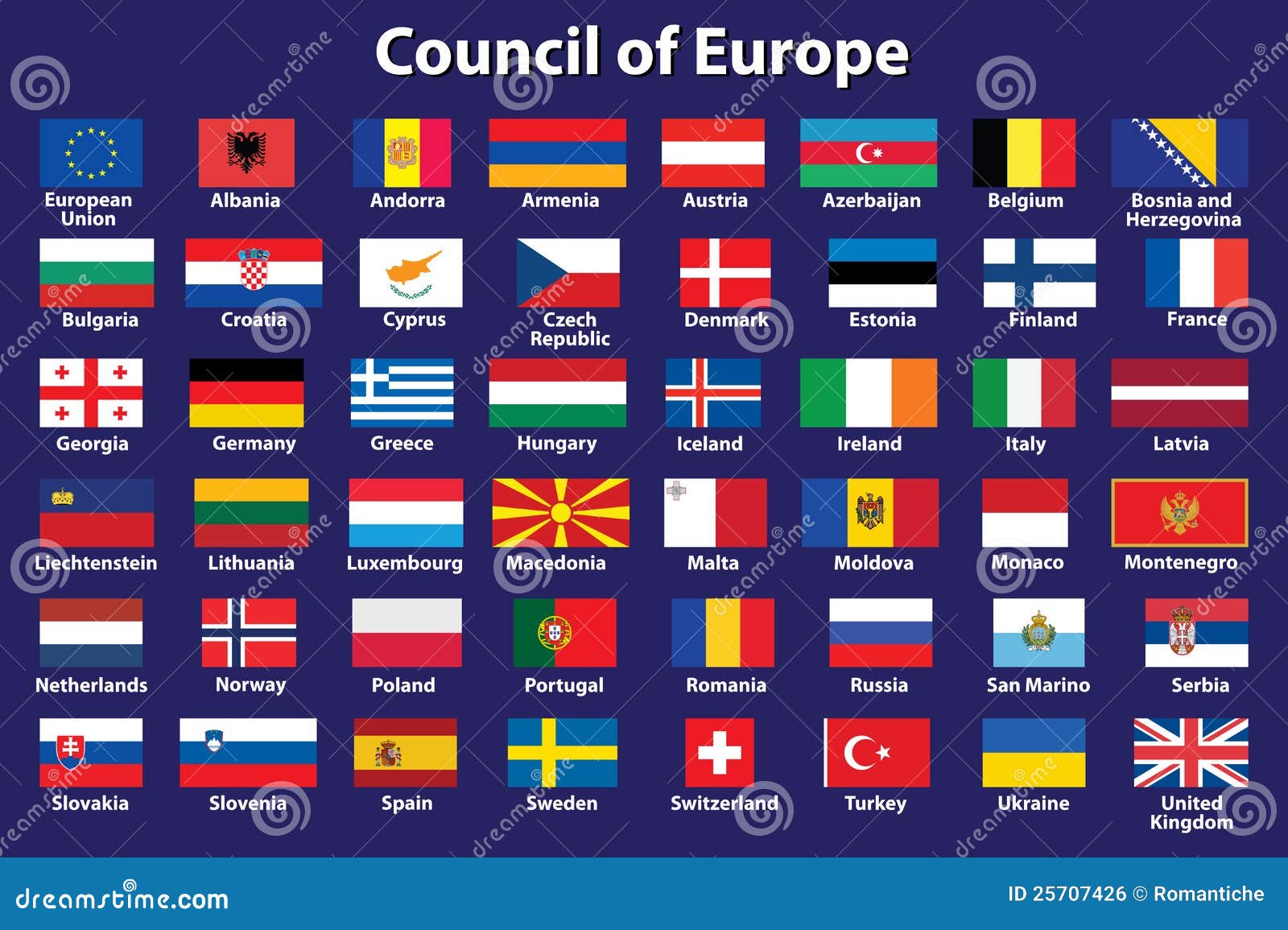 Council of Europe flags stock vector. Illustration of france - 25707426