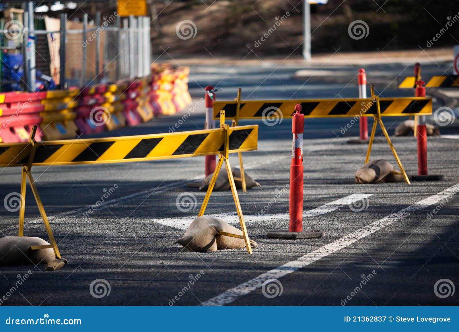 Council road blocks stock image. Image of repair, roadworks - 21362837