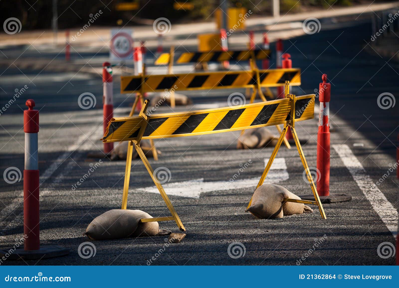 Council road blocks stock photo. Image of repair, safety - 21362864