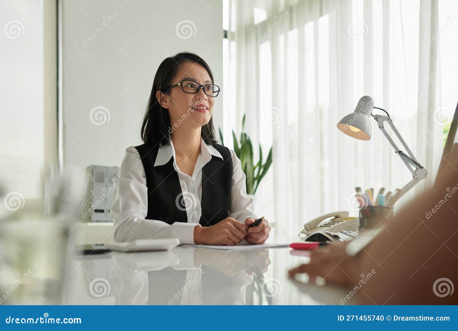 Counselor Talking To Visitors Stock Photo - Image of customer, agent ...