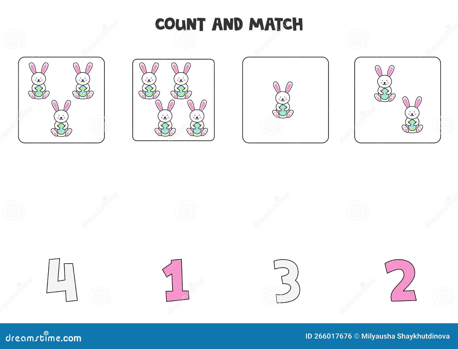 Counting Game for Kids. Count All Easter Rabbits and Match with Numbers ...