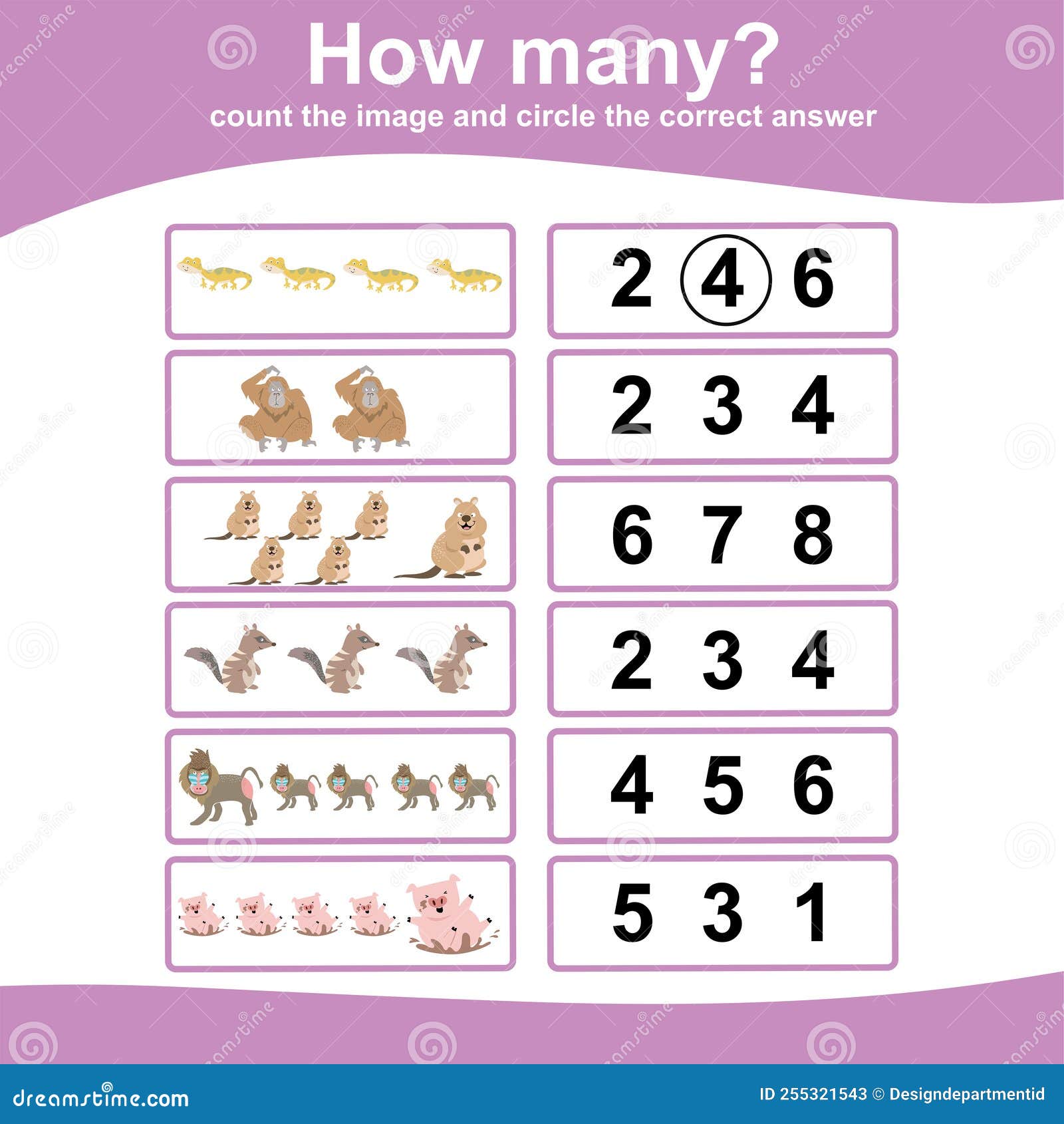 Count and Circle Answer for Children. Printable Mathematic Worksheet ...