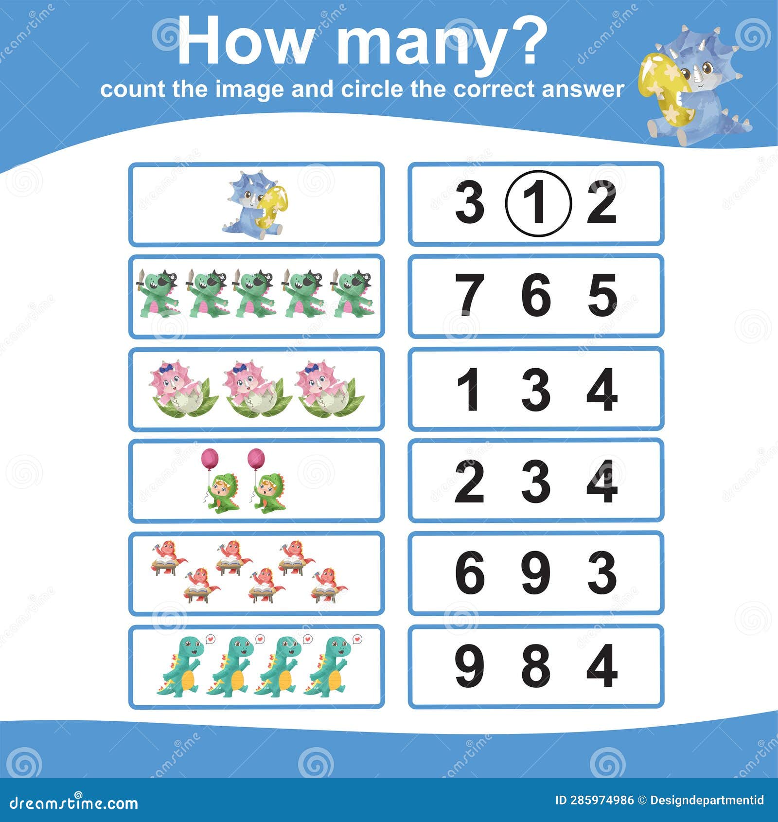Count and Circle Answer Worksheet Stock Vector - Illustration of vector ...