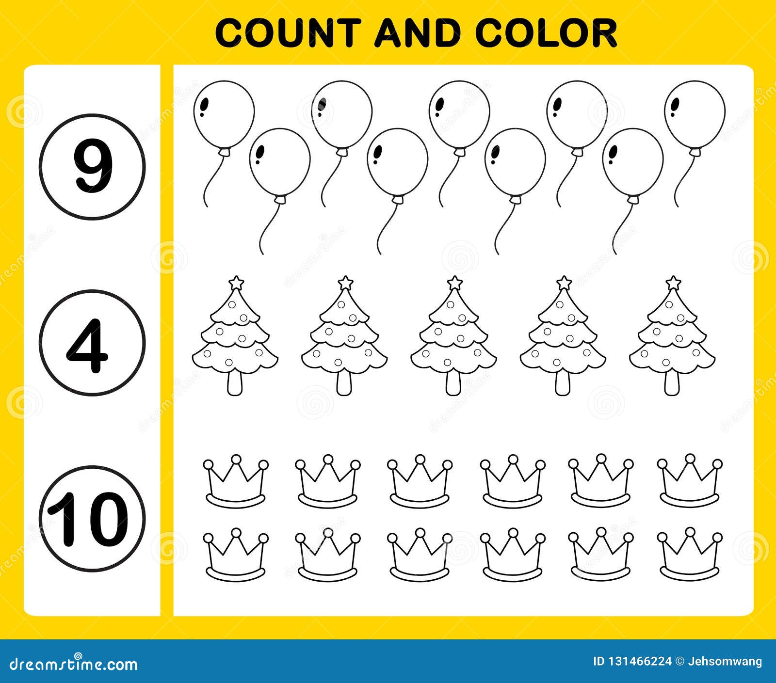 Count and color stock vector. Illustration of literacy - 131466224 Count and color stock vector. Illustration of literacy - 131466224