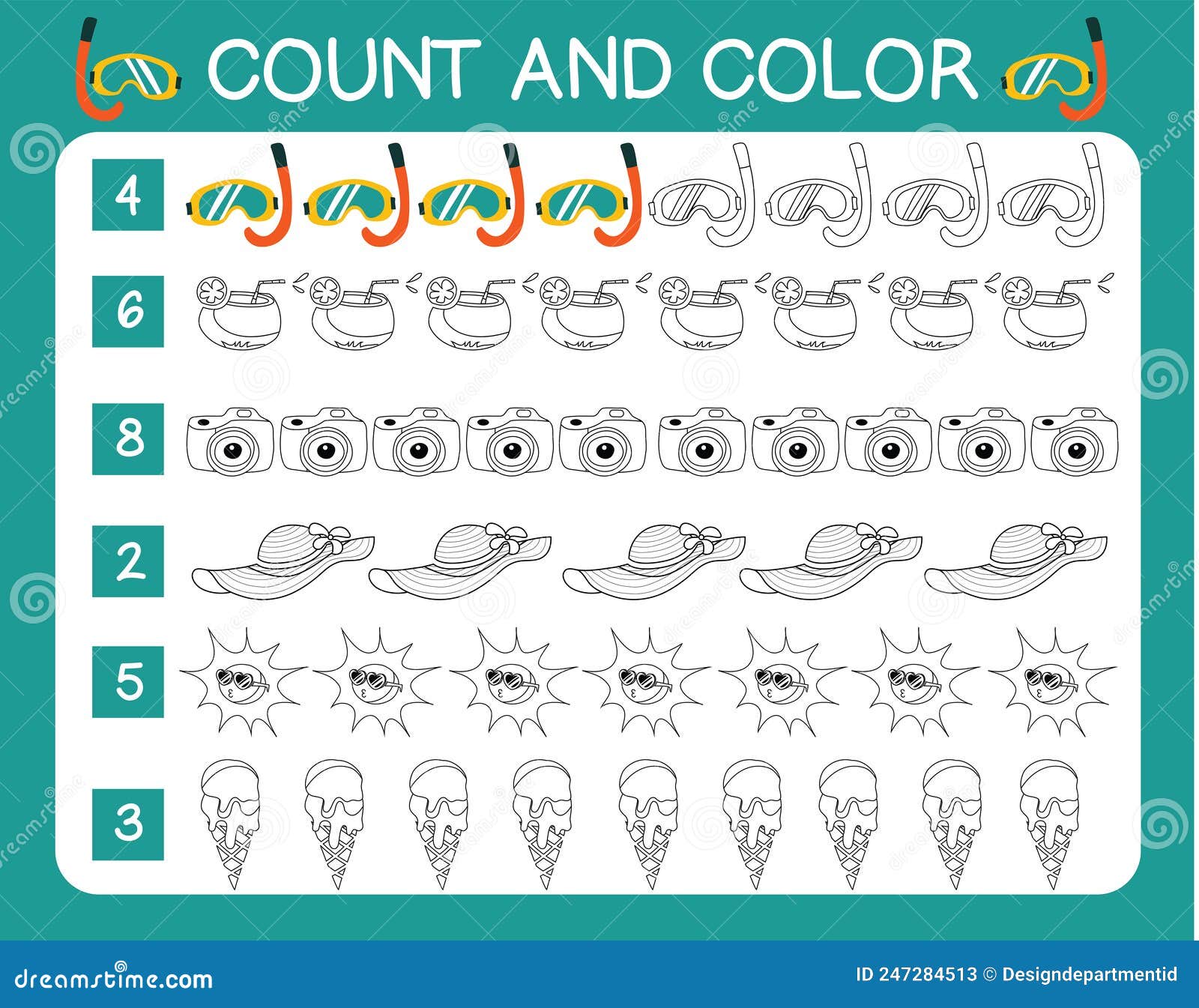 199 Count and Color stock vector. Illustration of bucket - 247284513