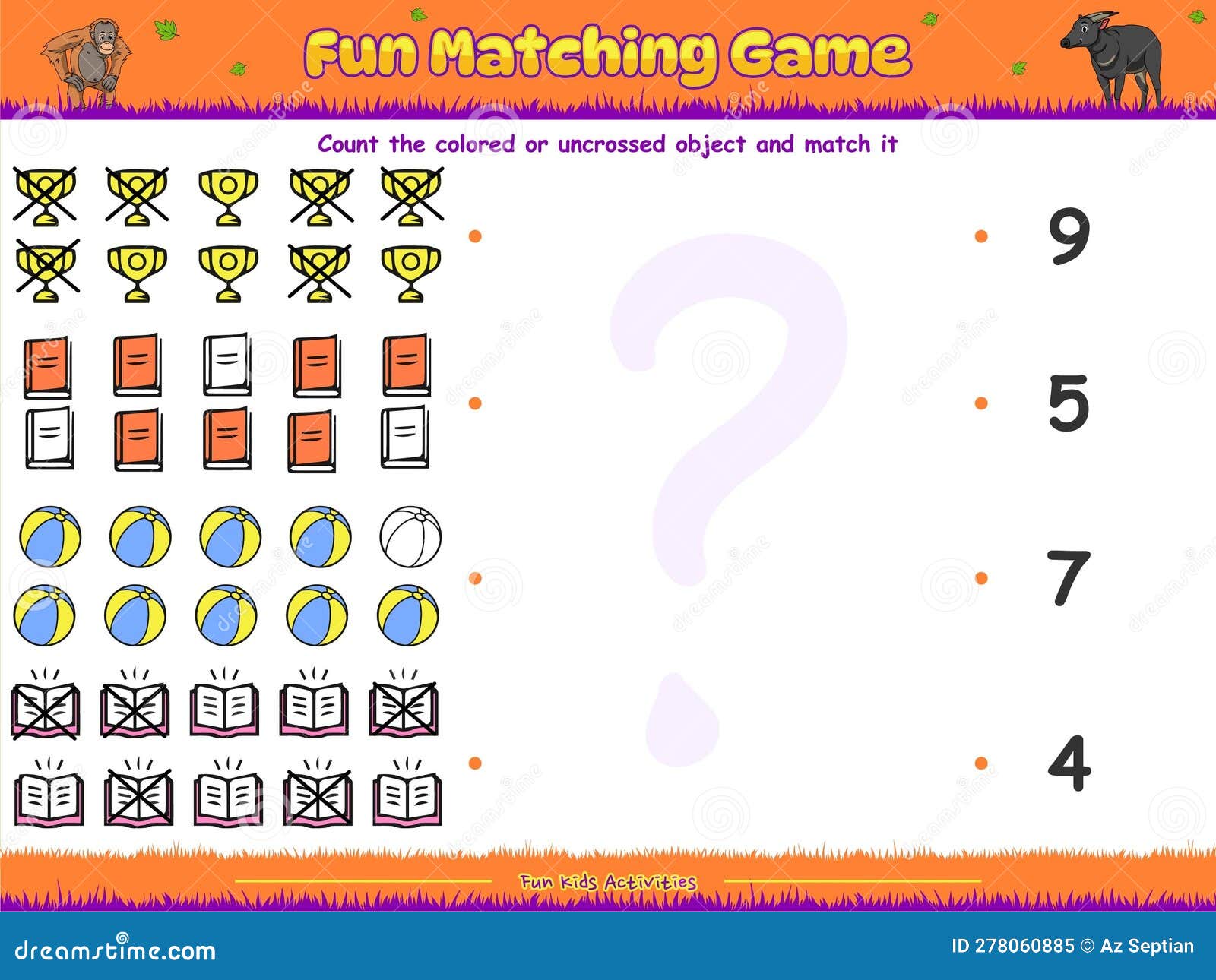 Count the Colored or Uncrossed Objects Part One Stock Vector ...