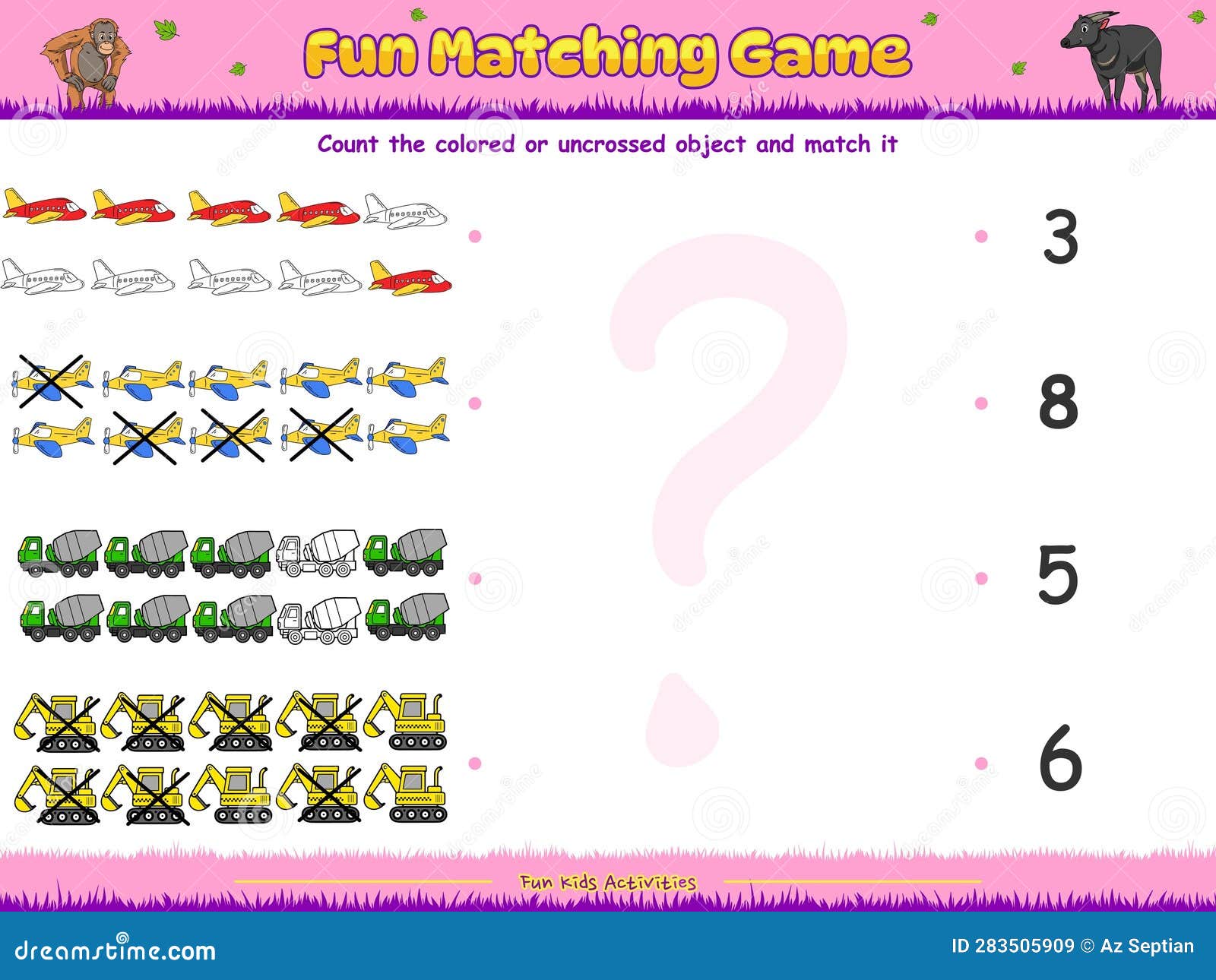 Count the Colored or Uncrossed Objects Part Ten Stock Vector ...