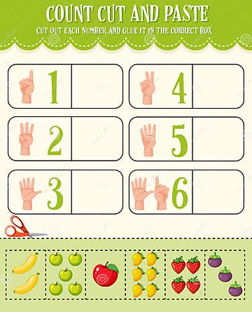 Count Cut and Paste Math Worksheet for Children Stock Vector ...