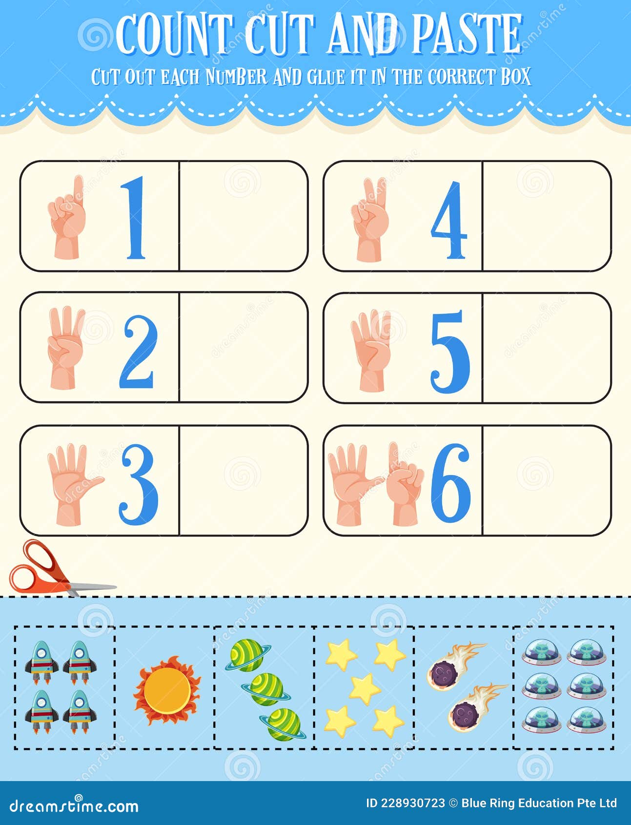 Count Cut and Paste Math Worksheet for Children Stock Vector ...