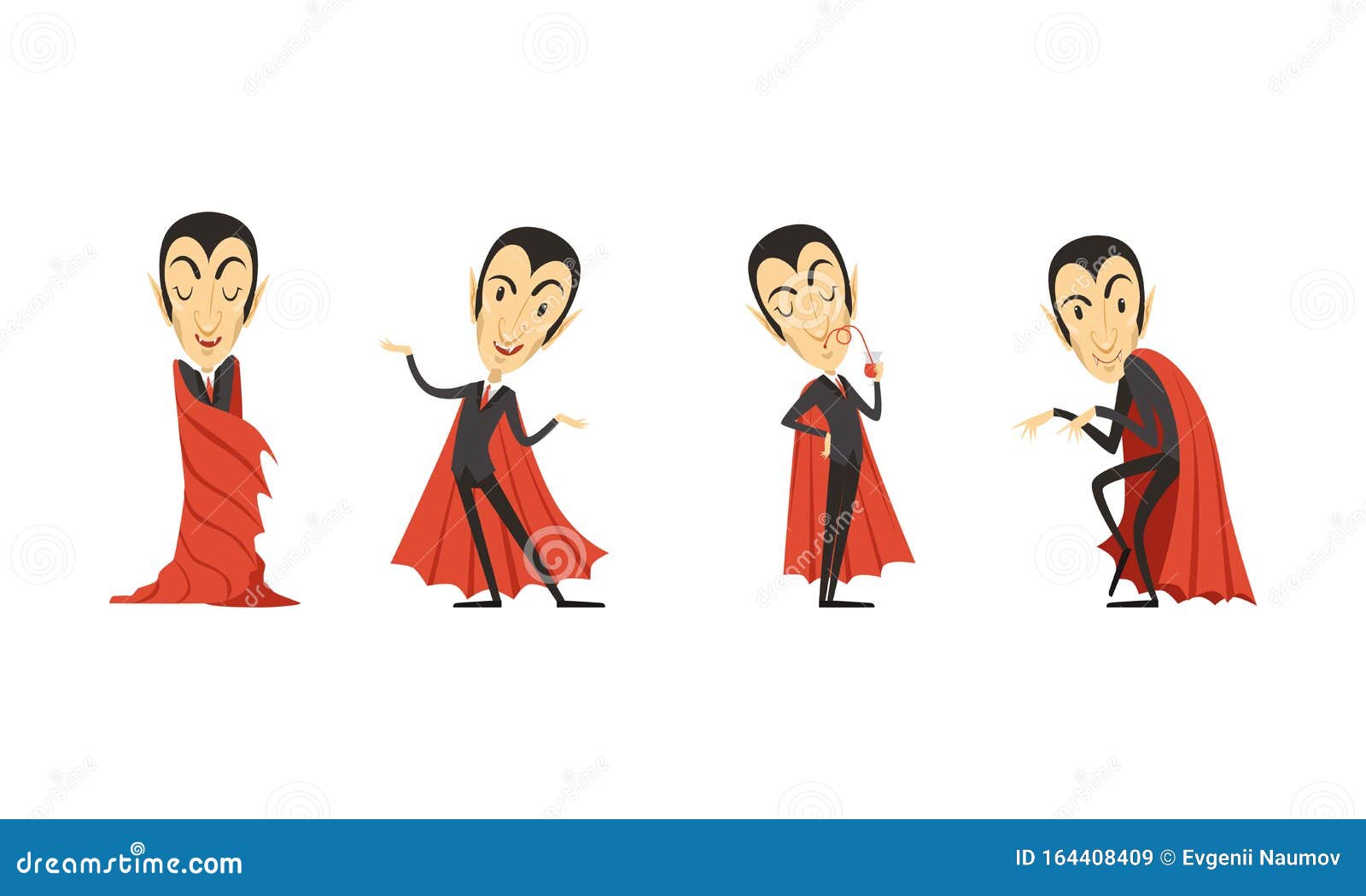 Count Dracula Cartoon Character in Different Poses Vector Set Stock ...