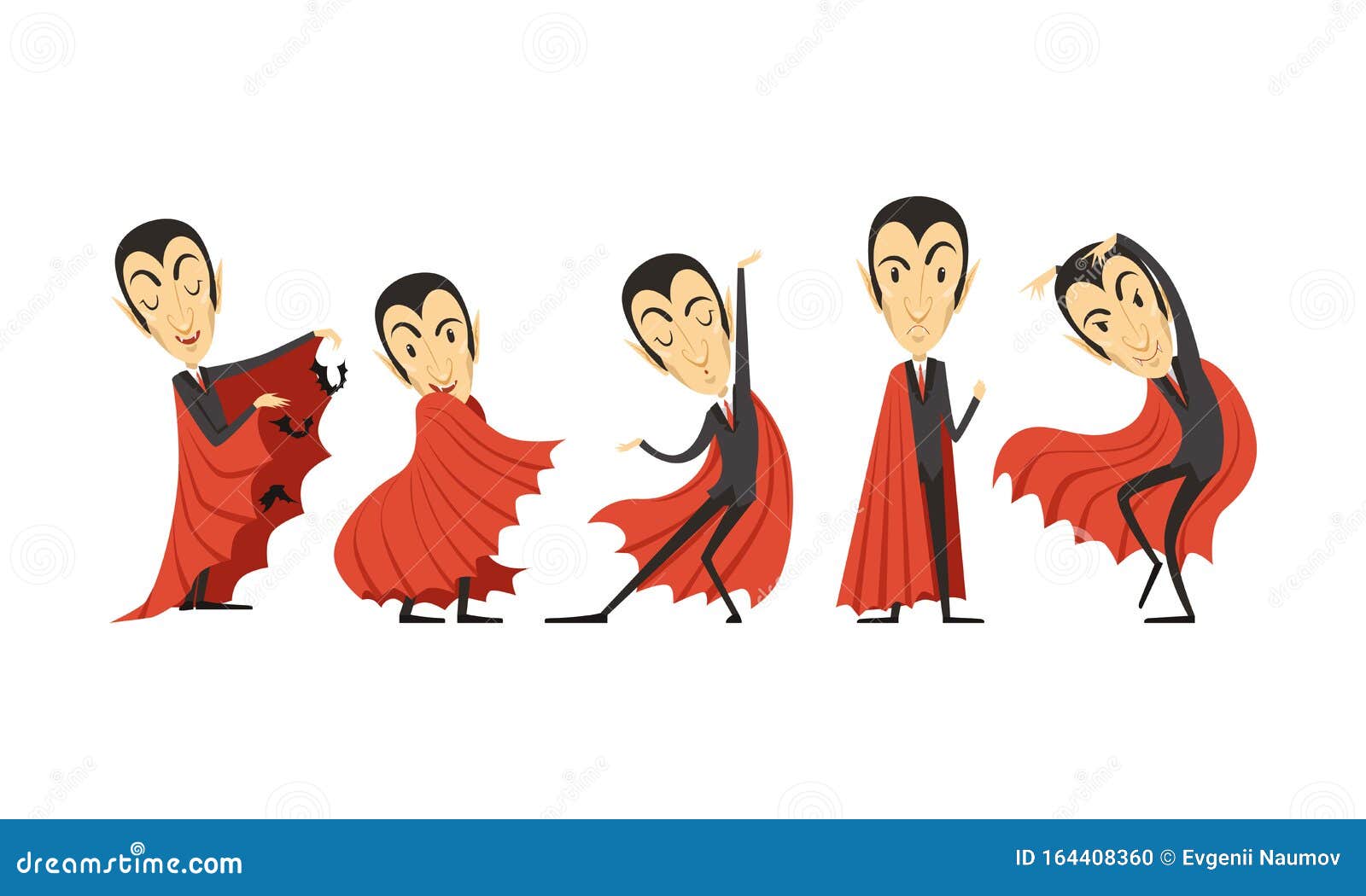 Count Dracula Cartoon Character in Different Poses Vector Set Stock ...