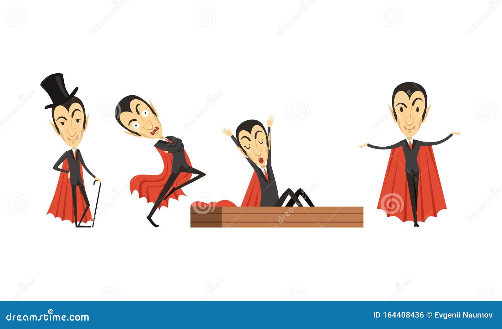 Count Dracula Cartoon Character in Different Poses Vector Set Stock ...