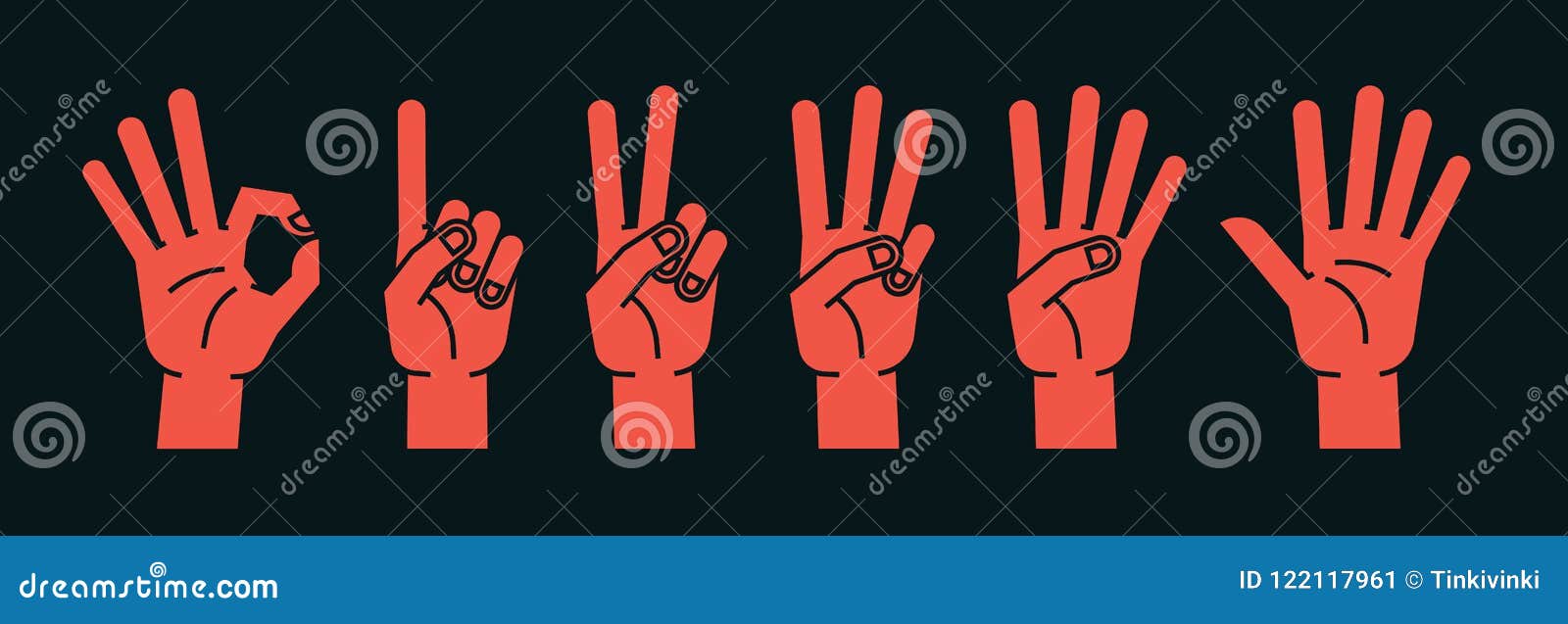 Count on Fingers. Gesture. Stylized Hands Showing Different Numbers ...