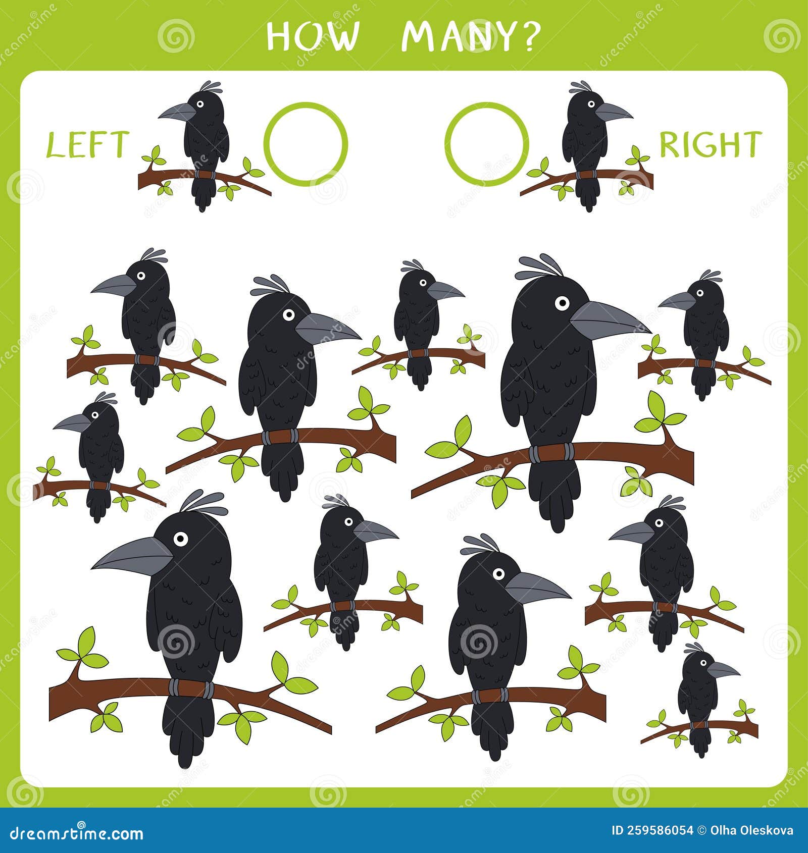 Count How Many Birds Look Left and Right Stock Vector - Illustration of ...