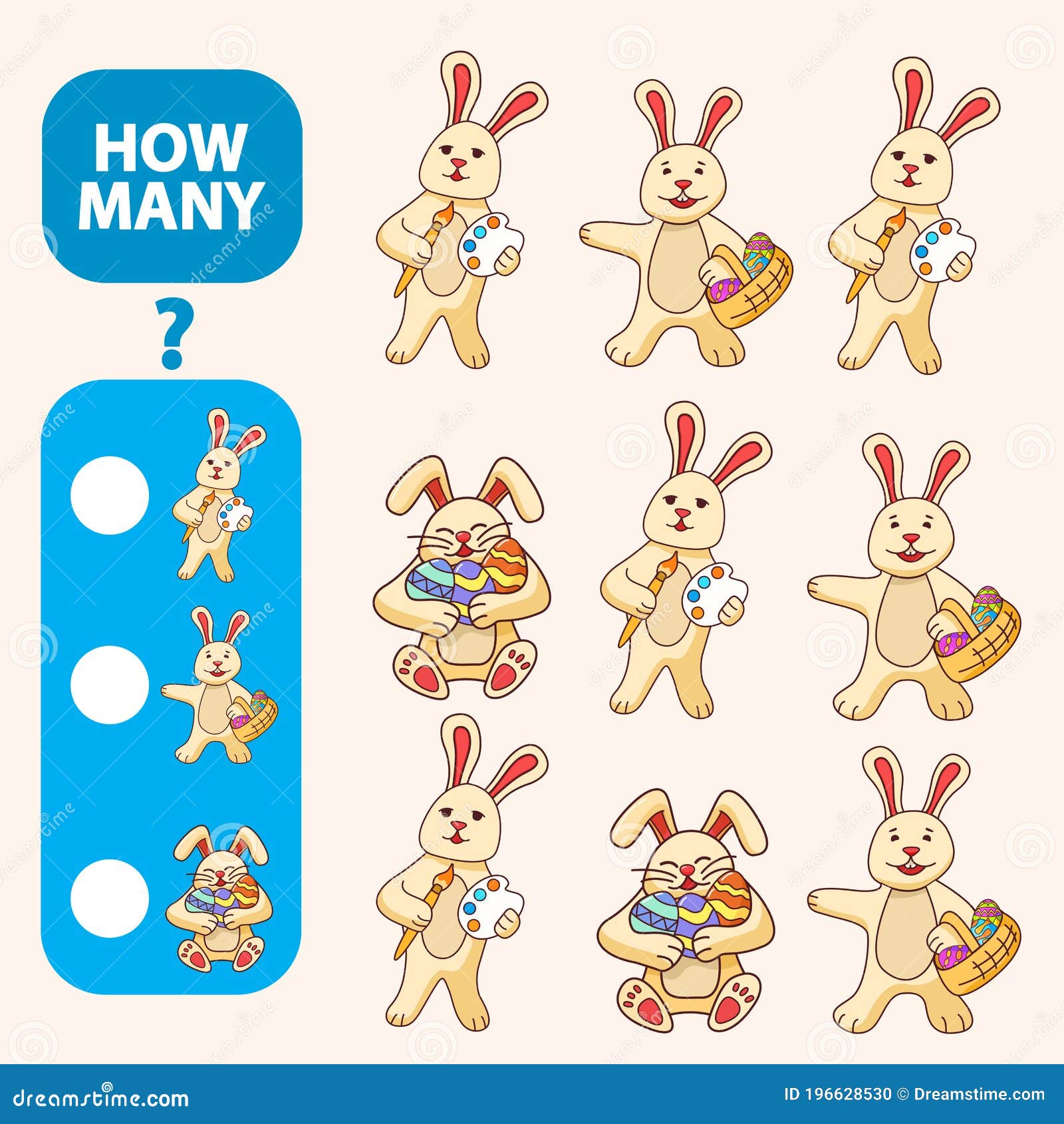 Count How Many Bunny is Educational Game. Maths Task Development of ...