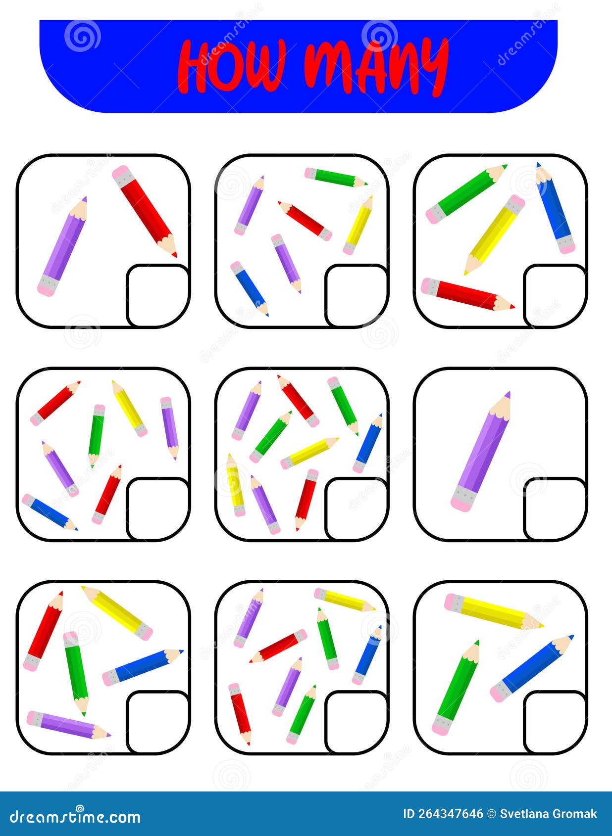 Count How Many Pencils. Write Down the Answer. Educational Games for ...