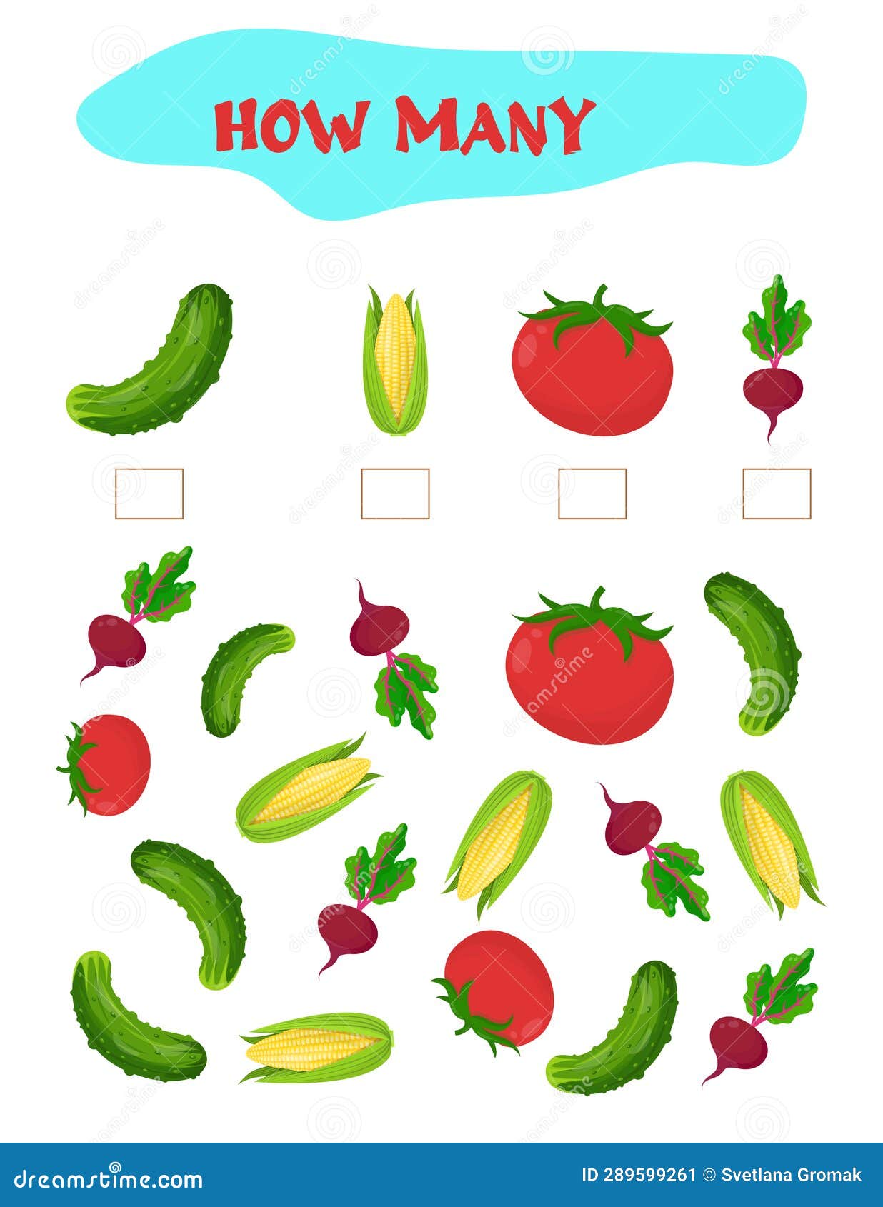 Count How Many Vegetables. Educational Game for Preschoolers. Stock ...