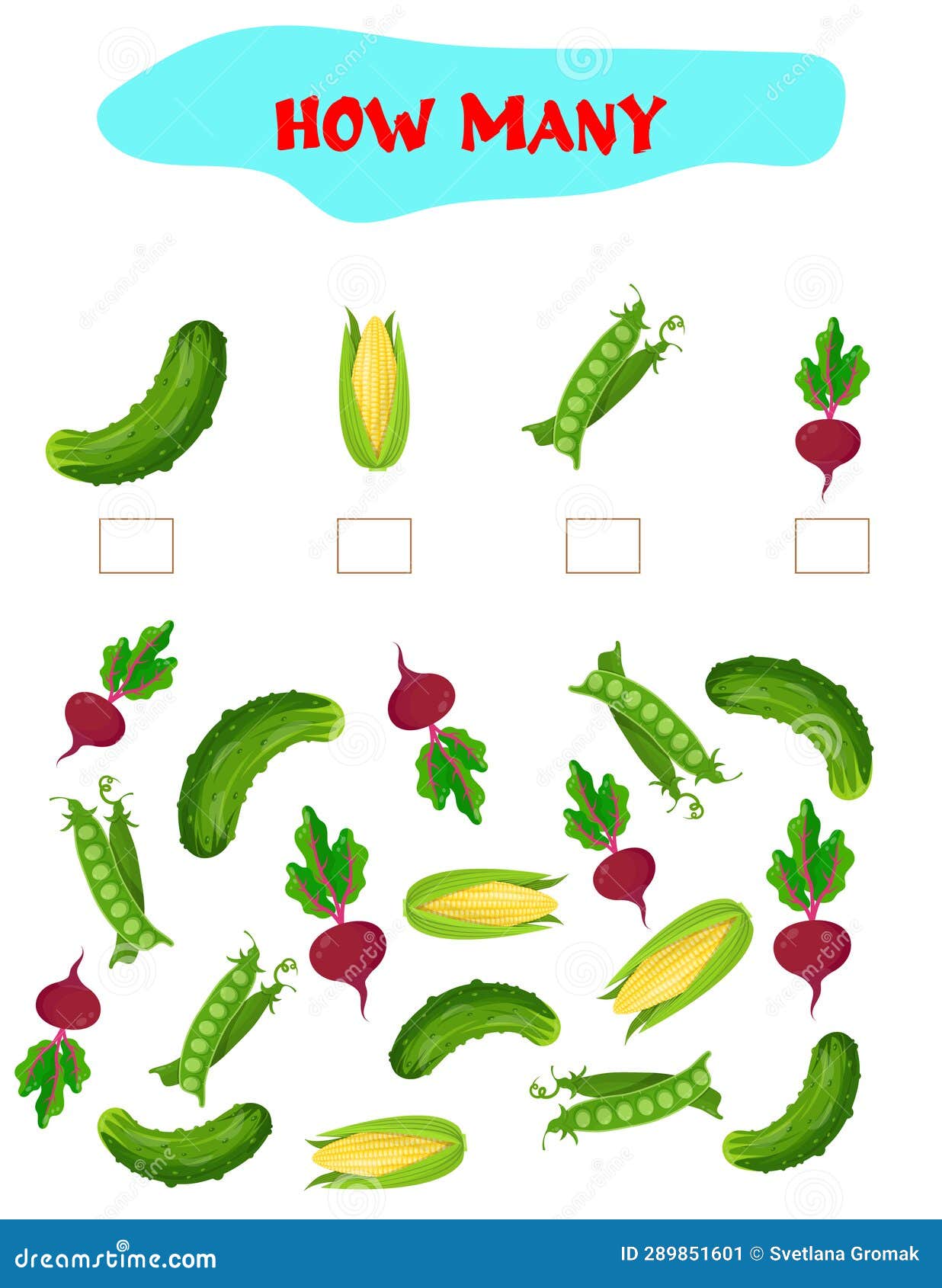 Count How Many Vegetables. Educational Game for Preschoolers Stock ...