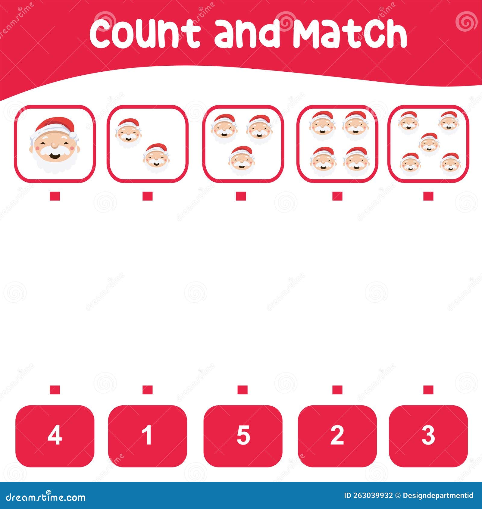 Count and Match Worksheet with Christmas Theme Stock Vector ...