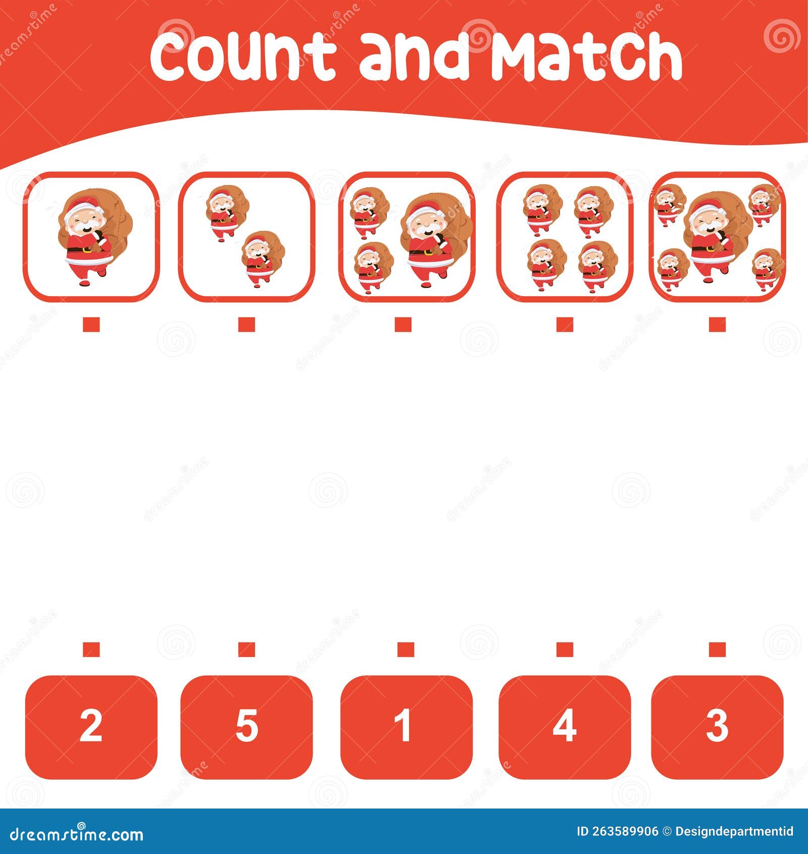 Count and Match the Santa Claus with the Number. Printable Activity Kit ...
