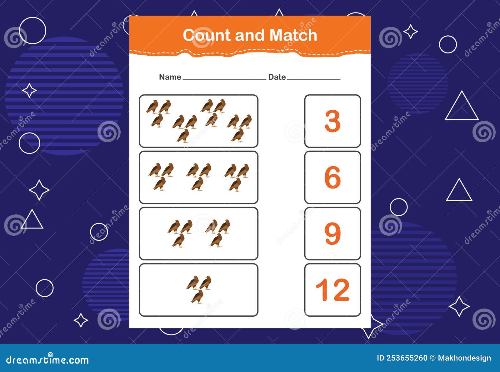 Count and Match with the Correct Number. Count How Many Birds and ...