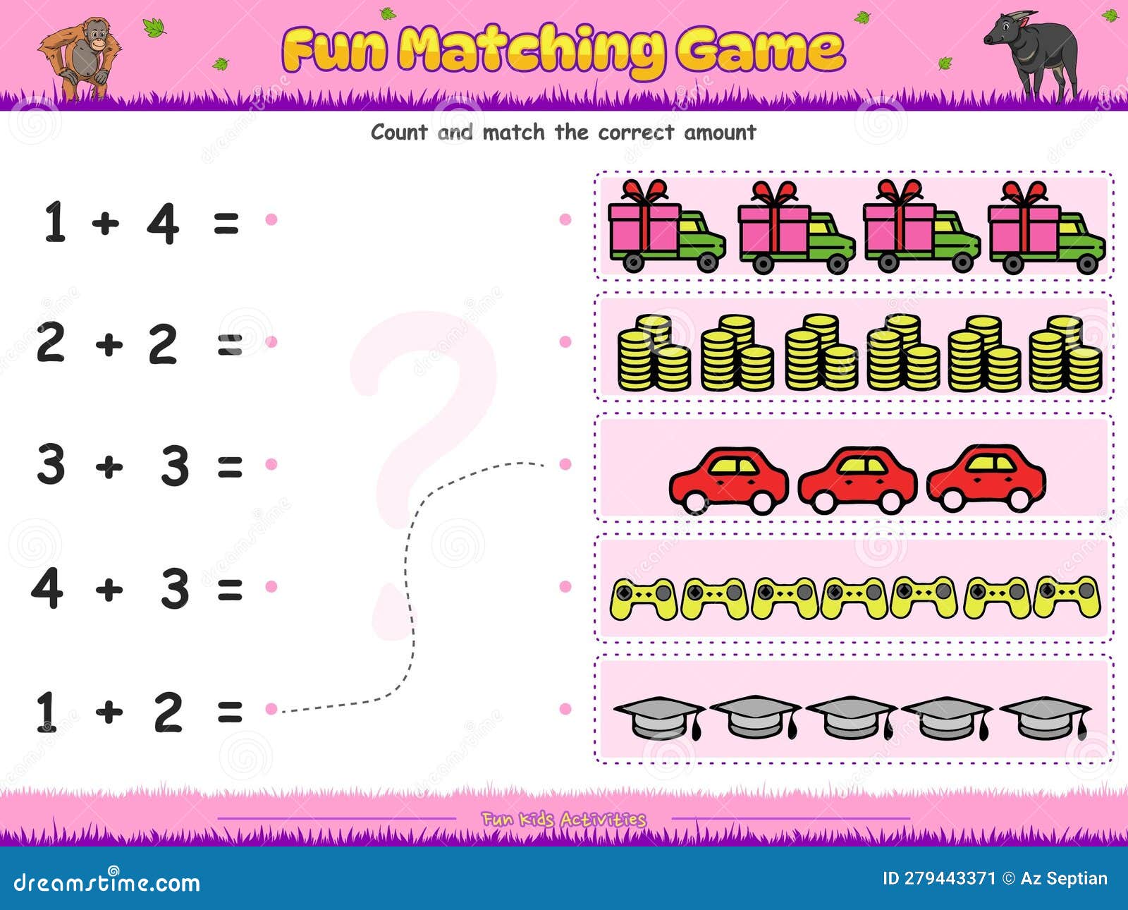 Count And Match The Correct Summation Of Objects Part Seven Vector ... Count And Match The Correct Summation Of Objects Part Seven Vector ...