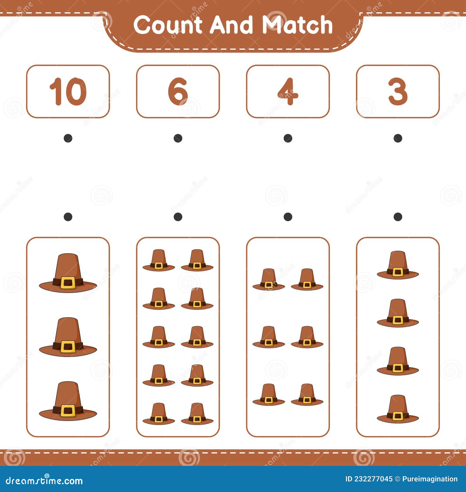 Count and Match, Count the Number of Hat and Match with the Right ...