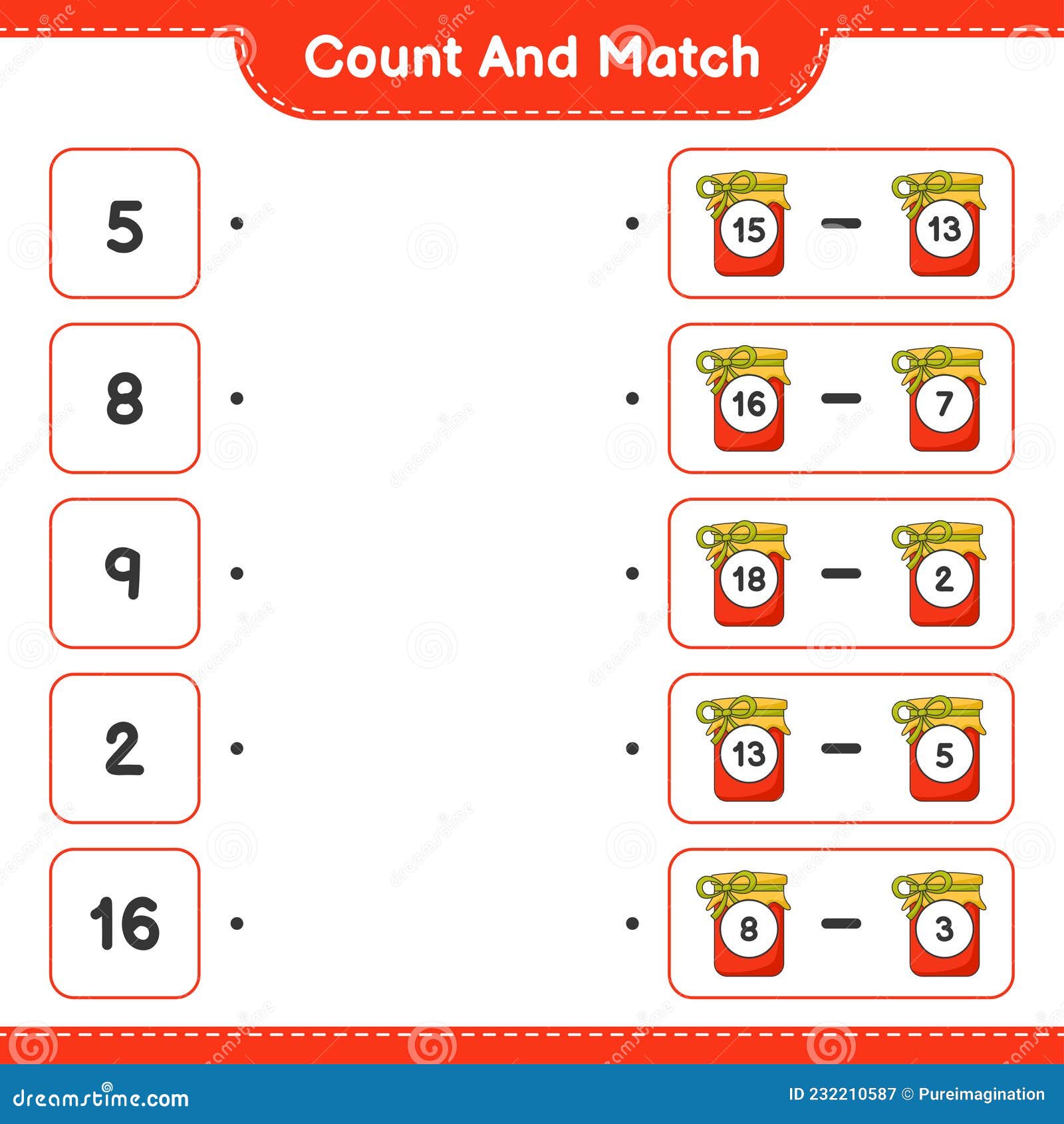 Count and Match, Count the Number of Jam and Match with the Right ...
