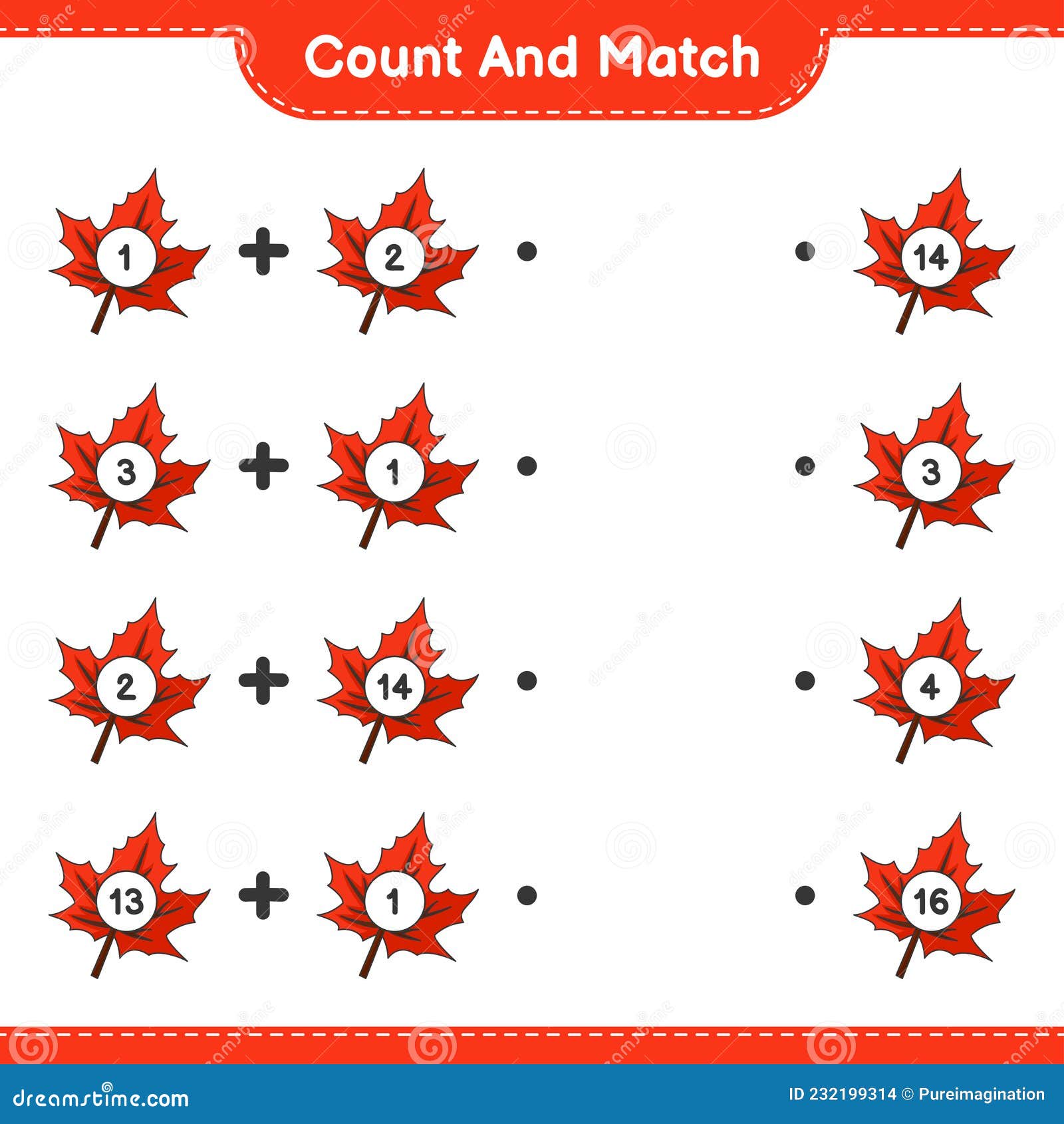 Count and Match, Count the Number of Maple Leaf and Match with the ...