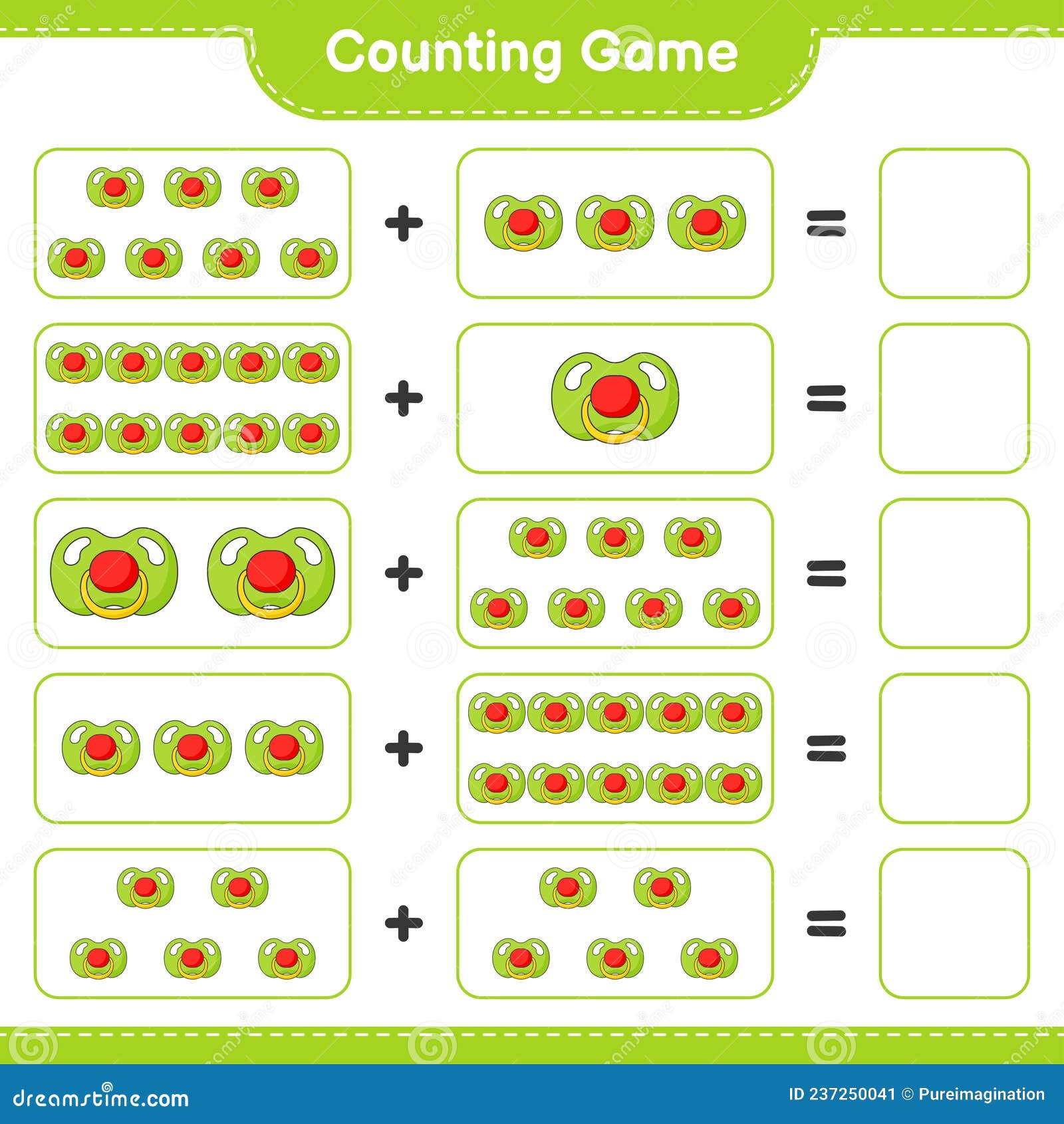 Count and Match, Count the Number of Pacifier and Match with the Right ...