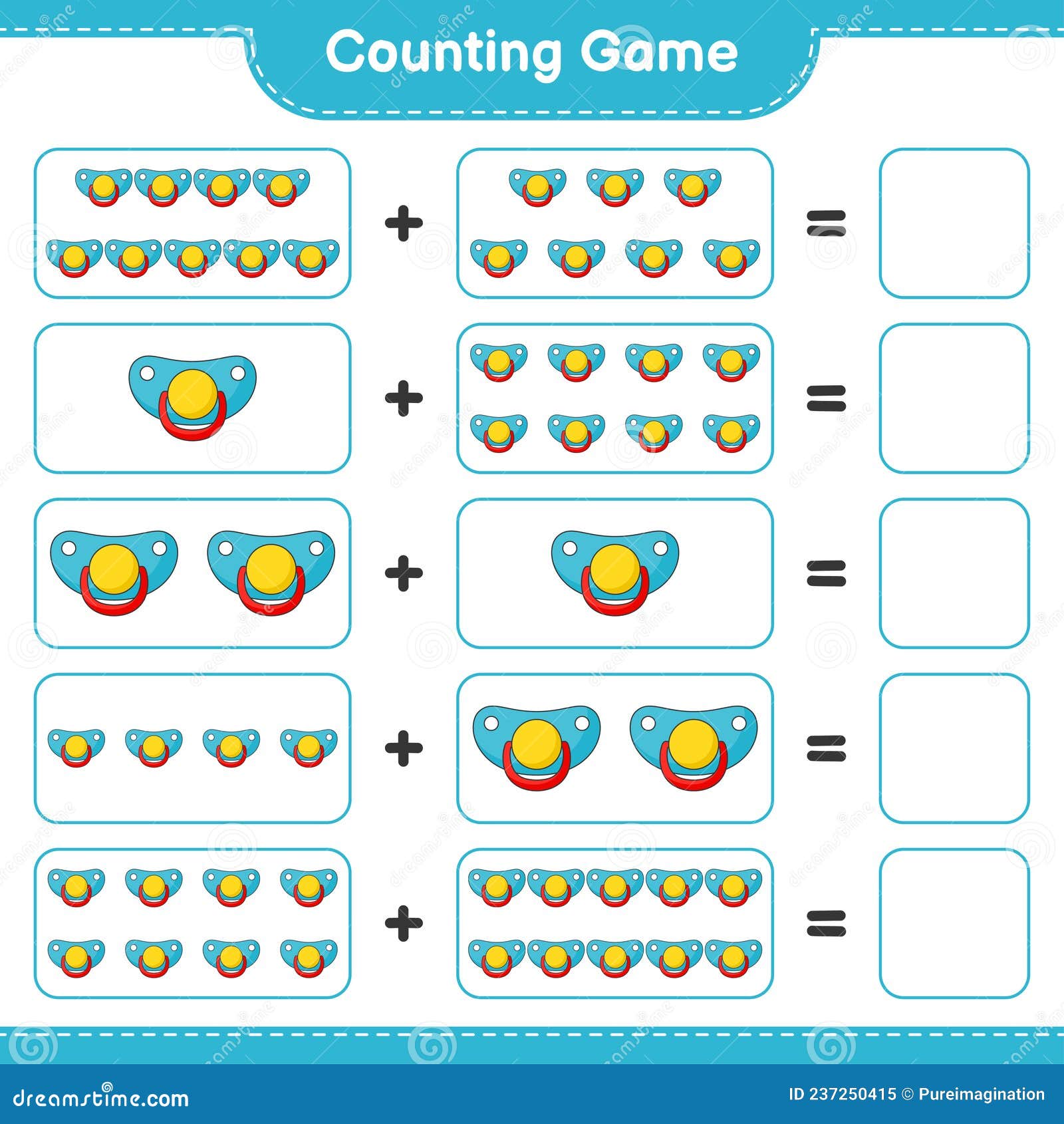 Count and Match, Count the Number of Pacifier and Match with the Right ...