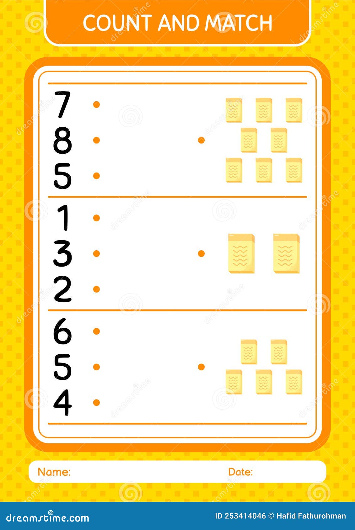 Count and Match Game with Note. Worksheet for Preschool Kids, Kids ...