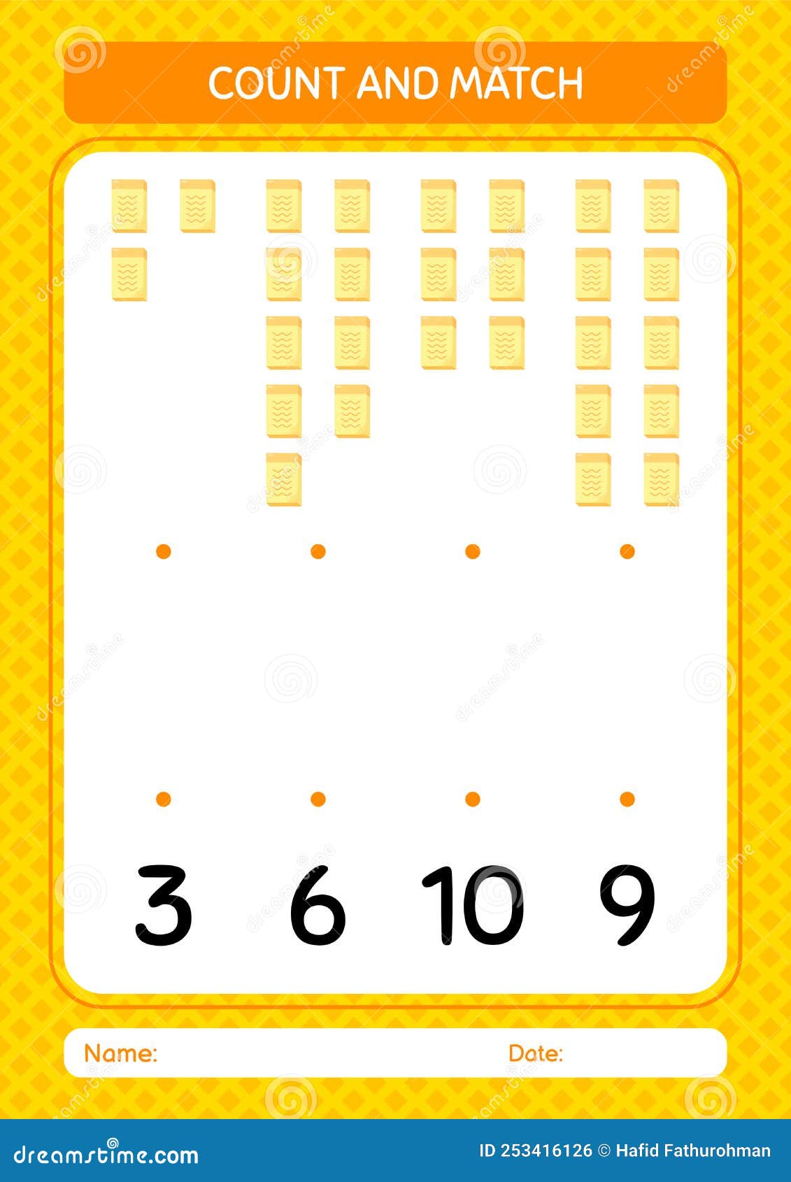 Count and Match Game with Note. Worksheet for Preschool Kids, Kids ...