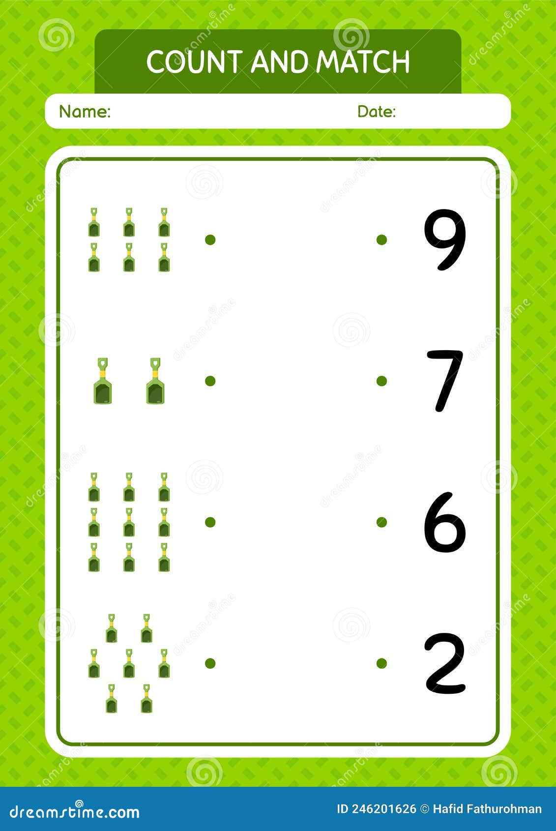 Count and Match Game with Sand Shovel. Worksheet for Preschool Kids ...