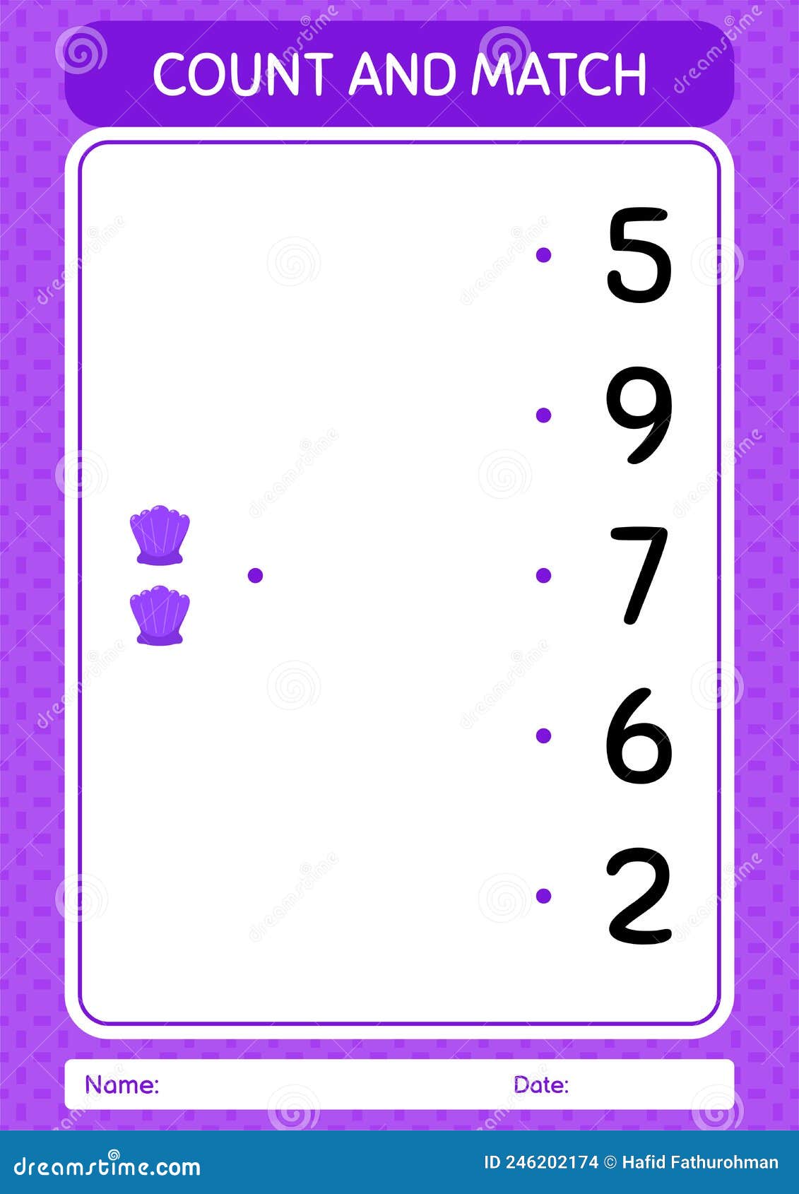Count and Match Game with Shells. Worksheet for Preschool Kids, Kids ...