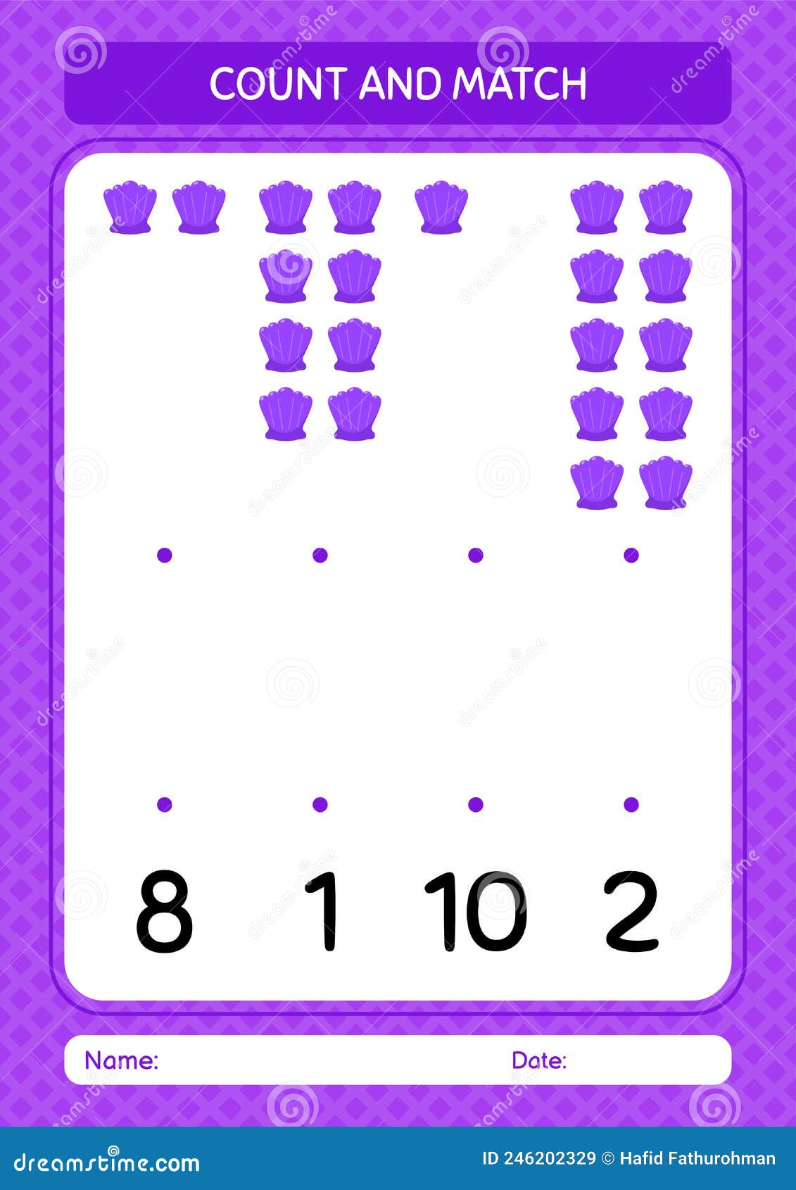 Count and Match Game with Shells. Worksheet for Preschool Kids, Kids ...