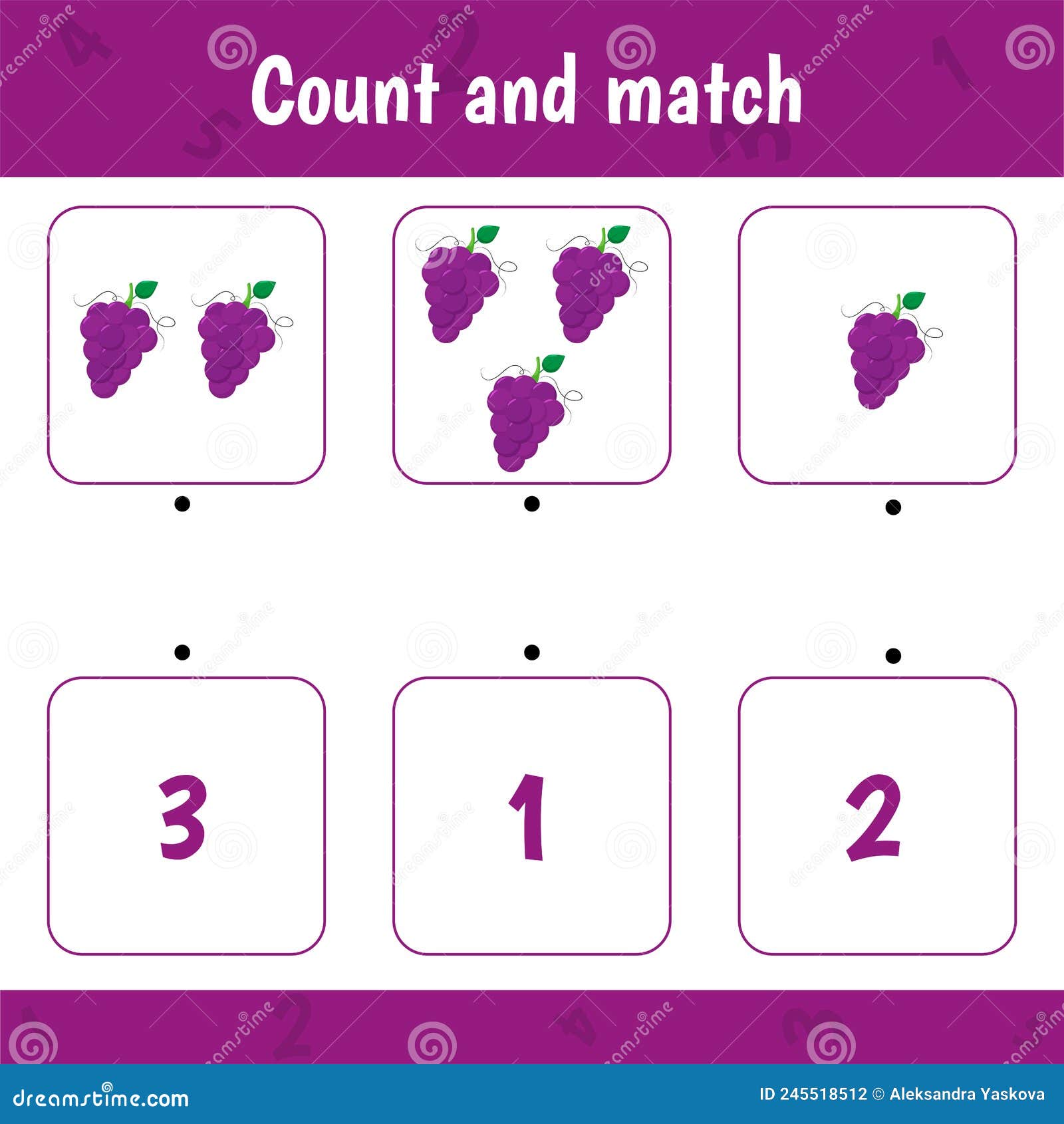Count and match. Grape stock vector. Illustration of mathematical ...