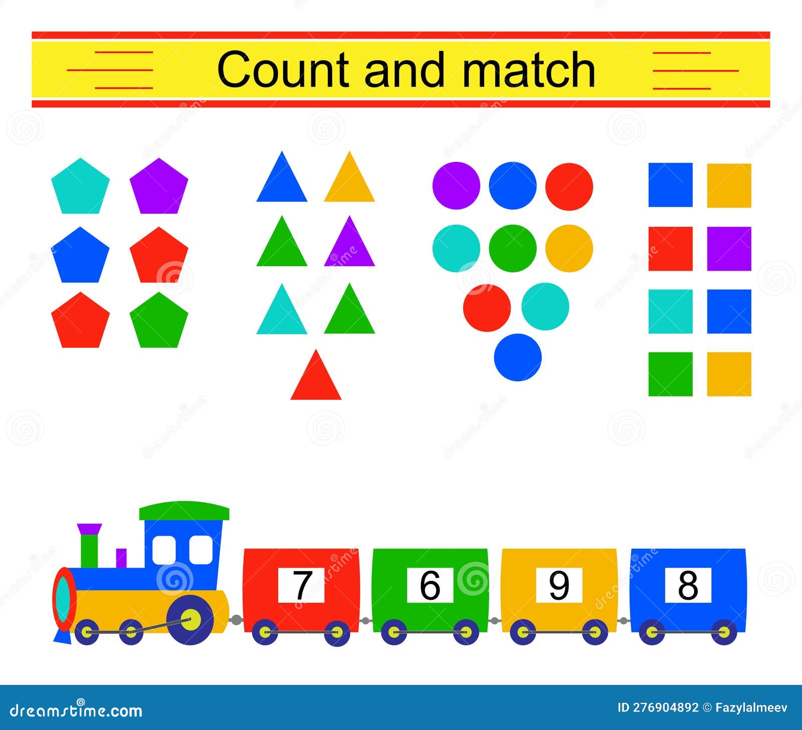 Math Problem for Children. Count and Match. Number Range Up To 10 Stock ...