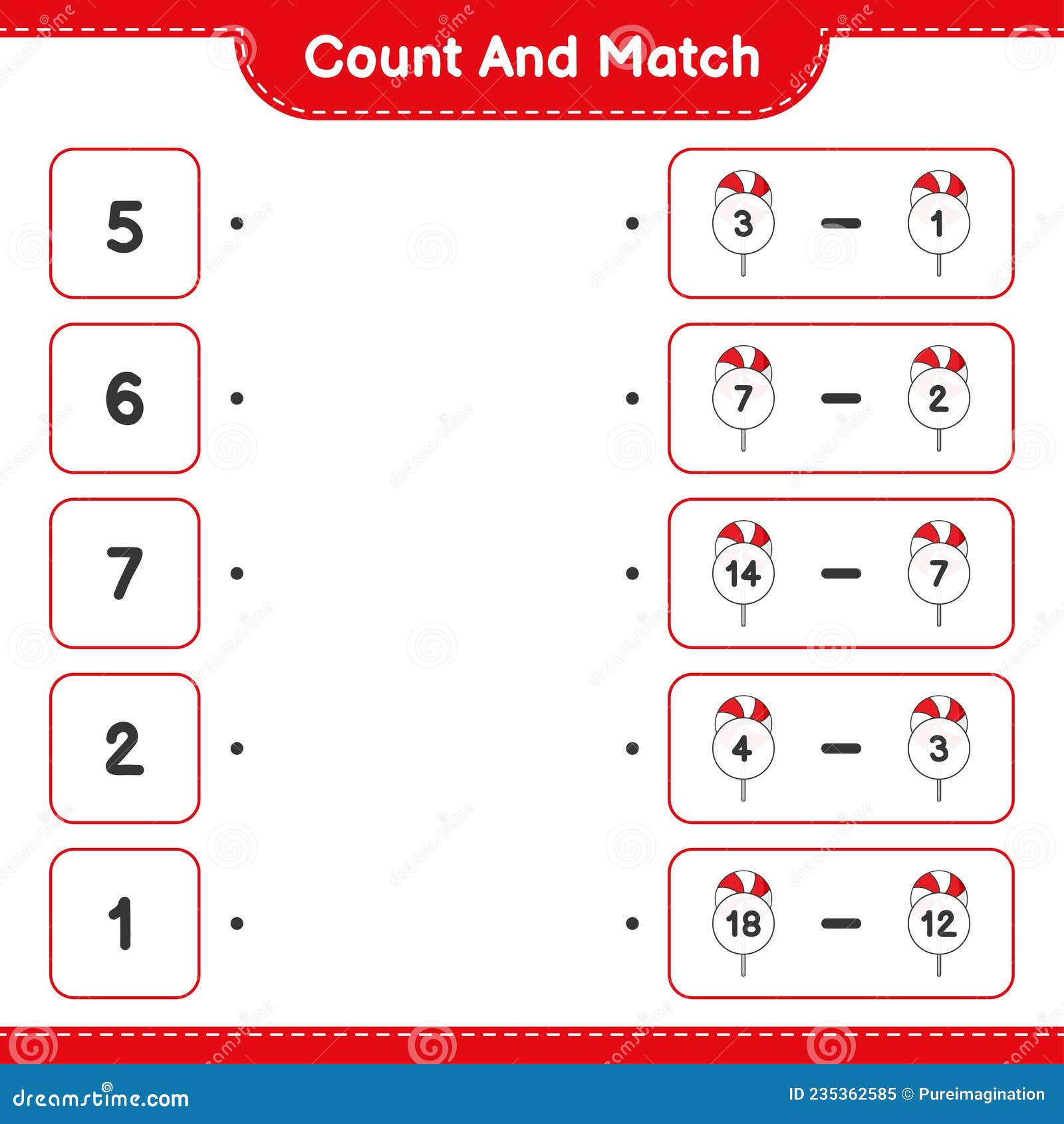 Count and Match, Count the Number of Candy and Match with the Right ...
